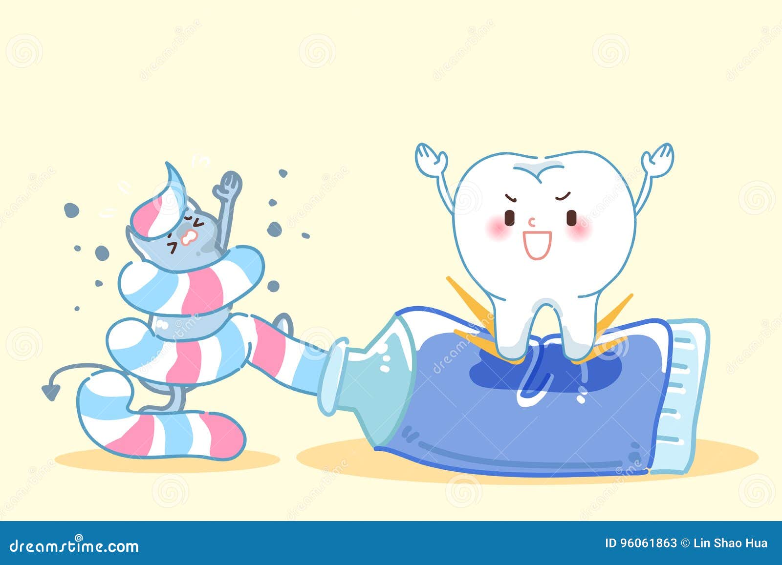 Cute Cartoon Tooth Use Paste Stock Vector - Illustration of hygiene ...
