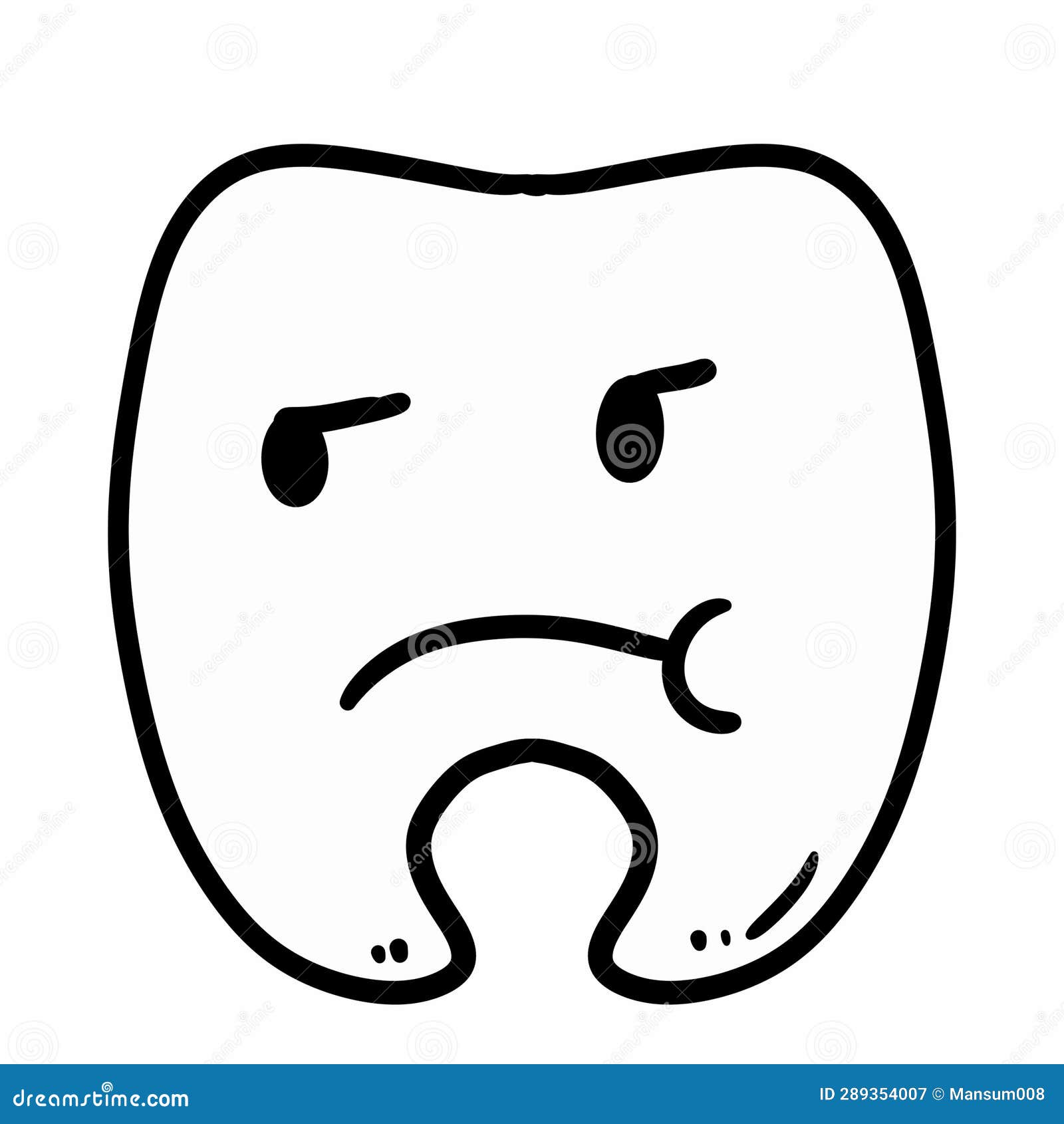 Cute Cartoon Tooth on White Background. Illustration Stock Illustration ...