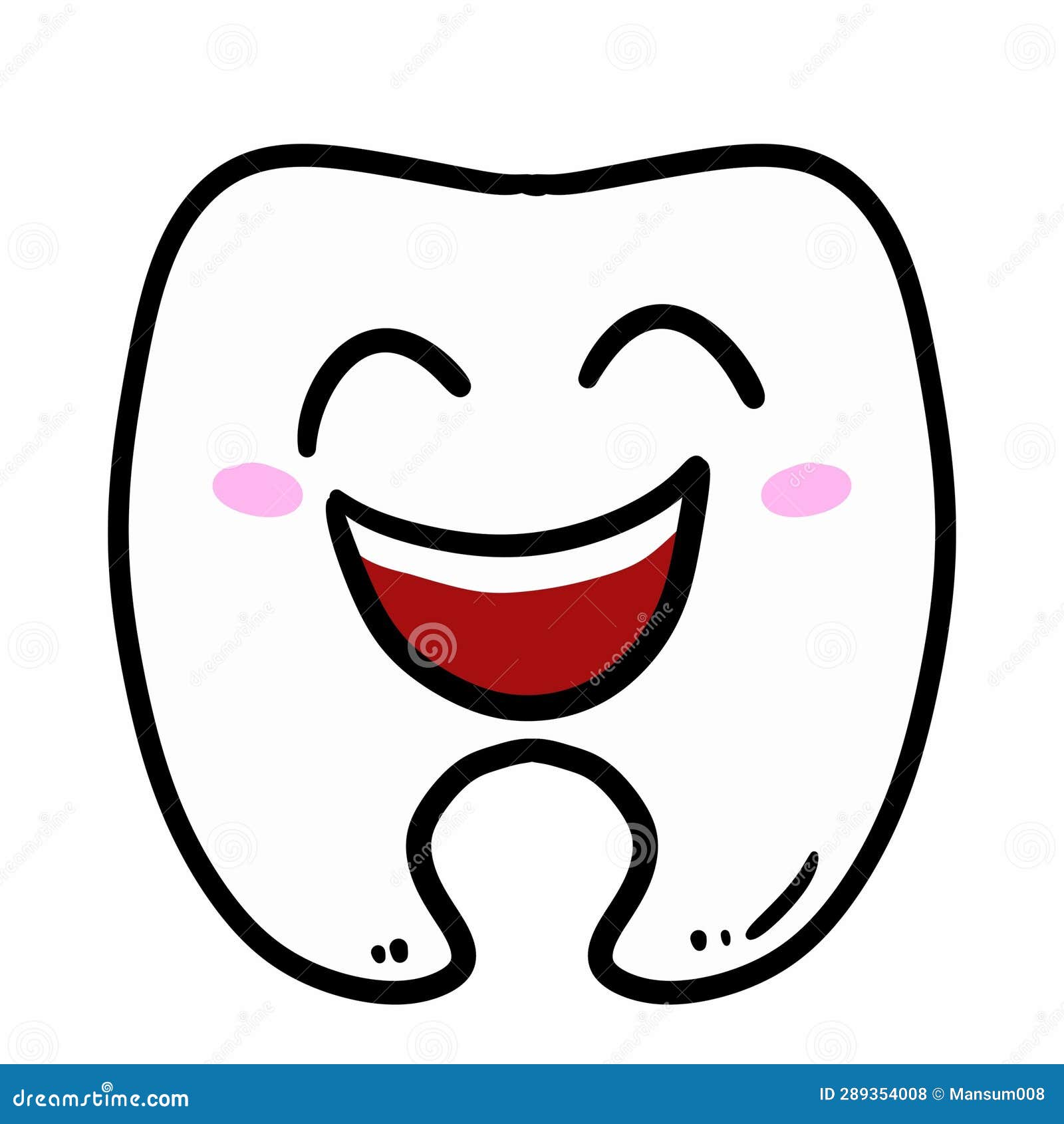 Cute Cartoon Tooth on White Background. Illustration Stock Illustration ...