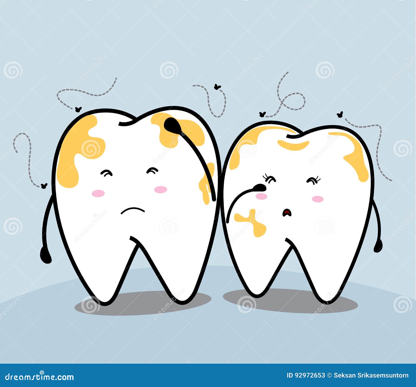 Cute Cartoon Tooth and Yellow Tooth Stock Vector - Illustration of ...