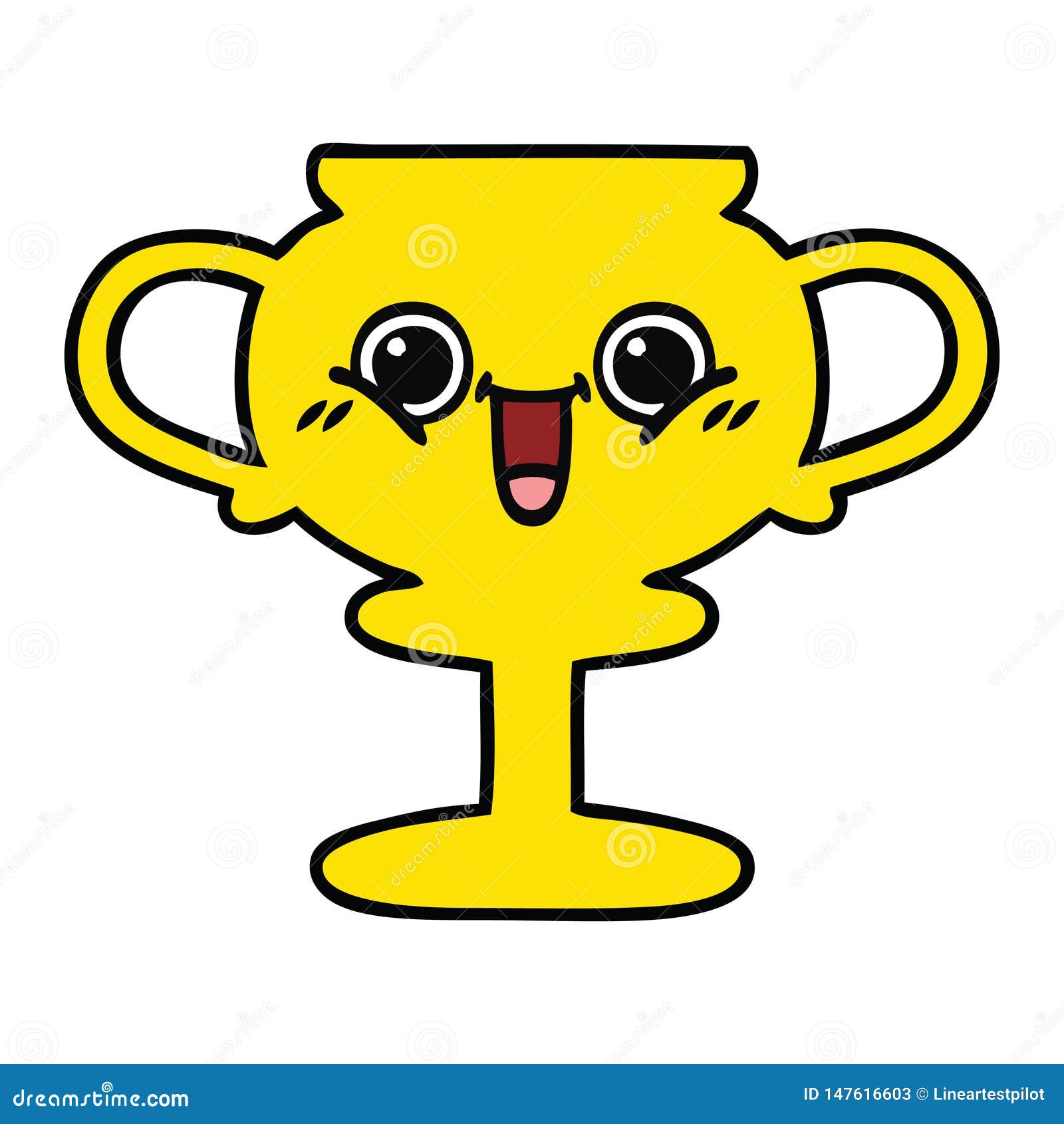 Cute cartoon trophy stock vector. Illustration of freehand - 147616603