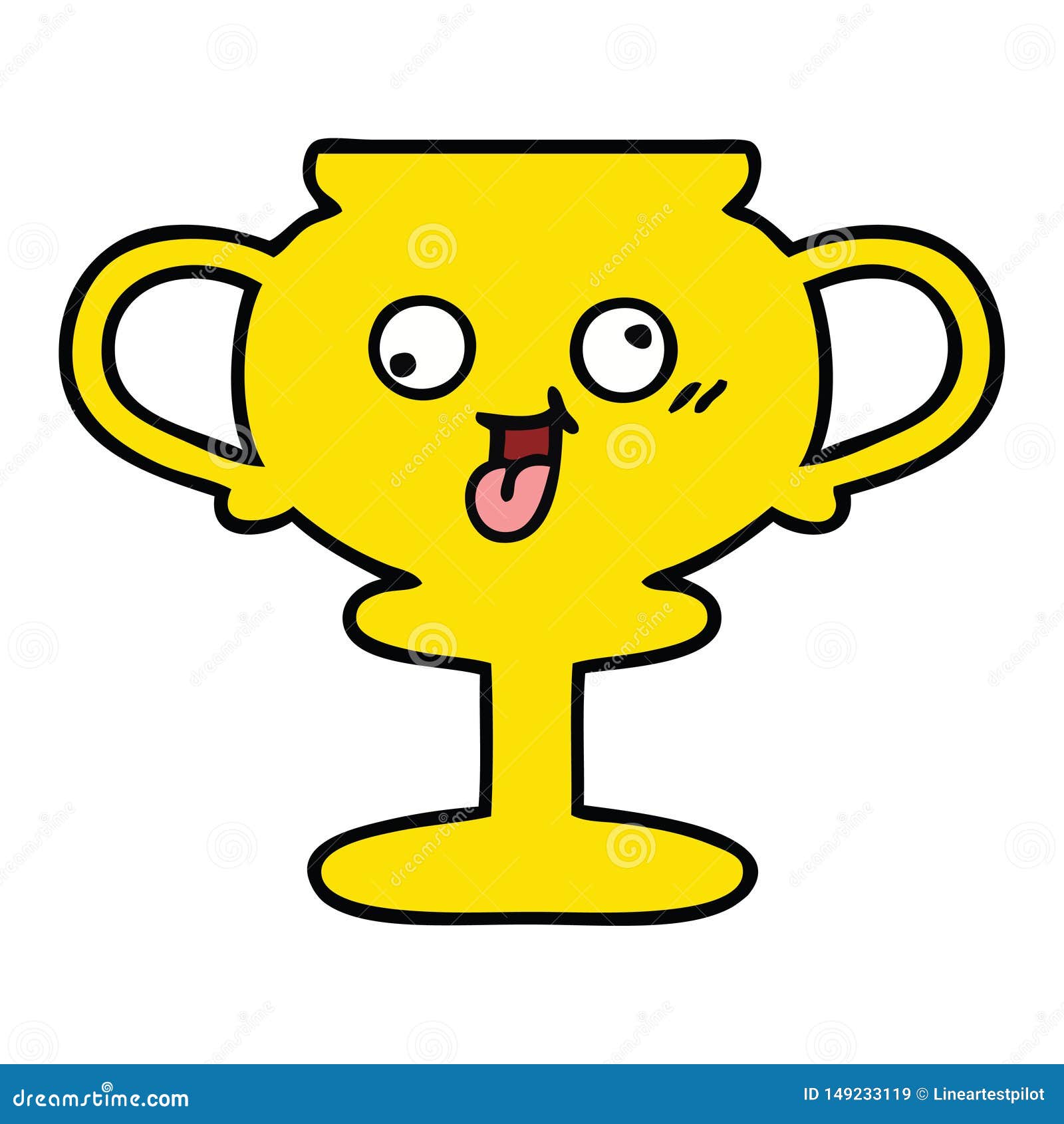 Cute cartoon trophy stock vector. Illustration of clip - 149233119