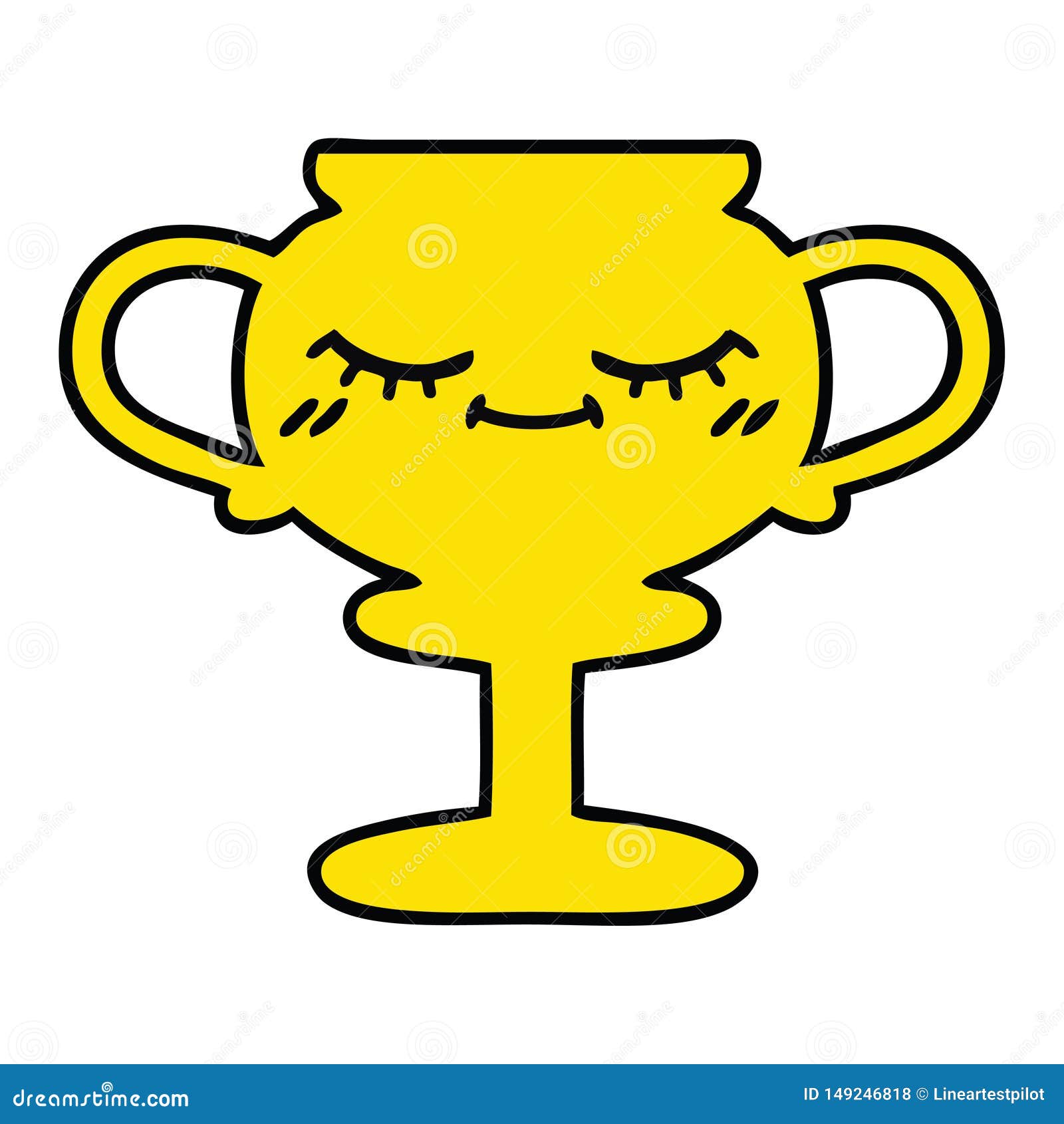 Cute cartoon trophy stock vector. Illustration of hand - 149246818