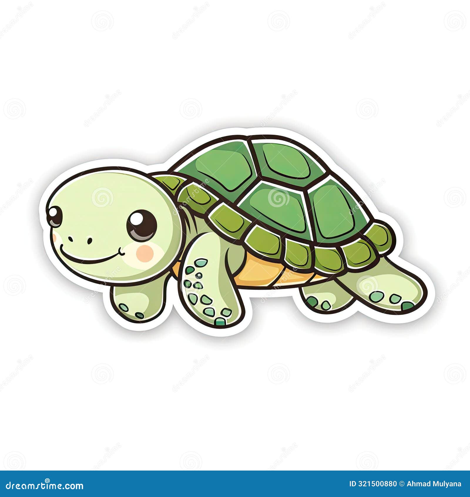 Cute Cartoon Turtle with Green Shell and Smiling Face Generated with AI ...