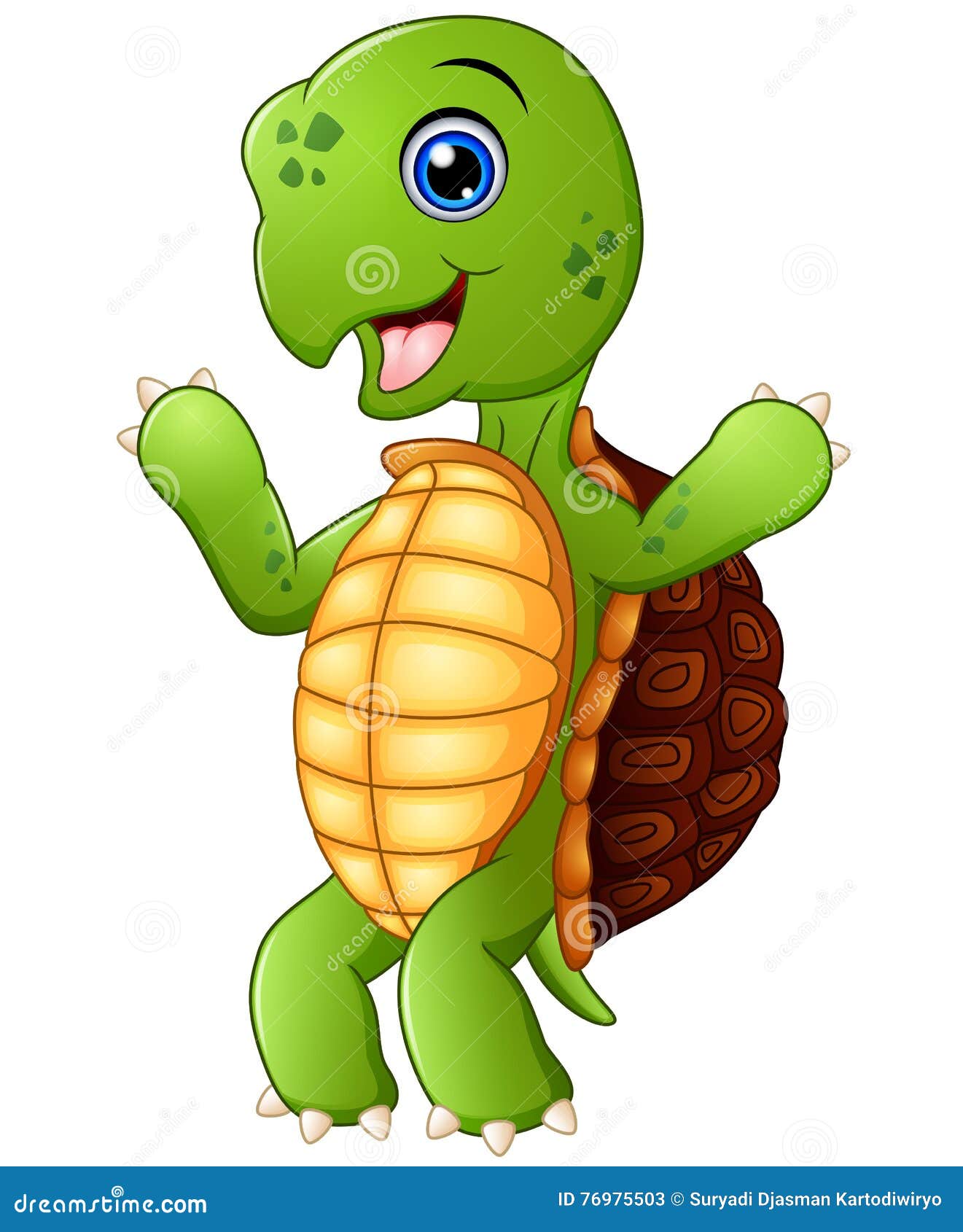 Cute Cartoon Turtle Standing Stock Vector - Illustration of standing ...