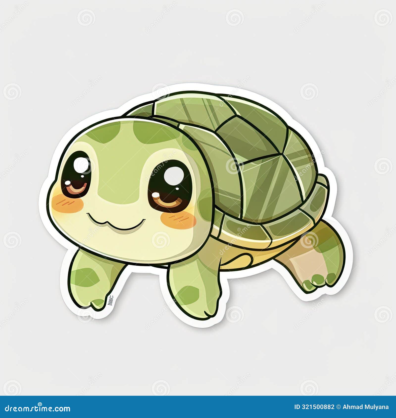 Cute Cartoon Turtle Sticker with Big Eyes Generated with AI Stock ...