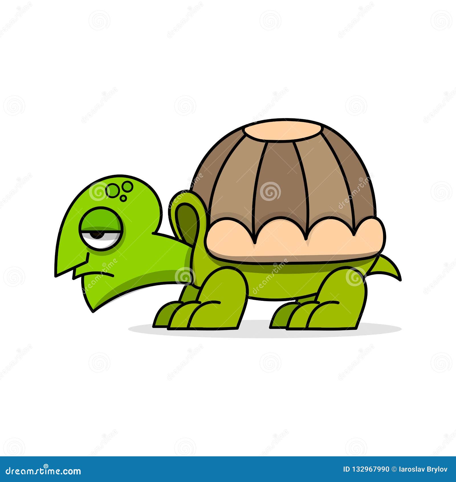 Cute Cartoon Turtle Vector Illustration on White Background. Poster ...
