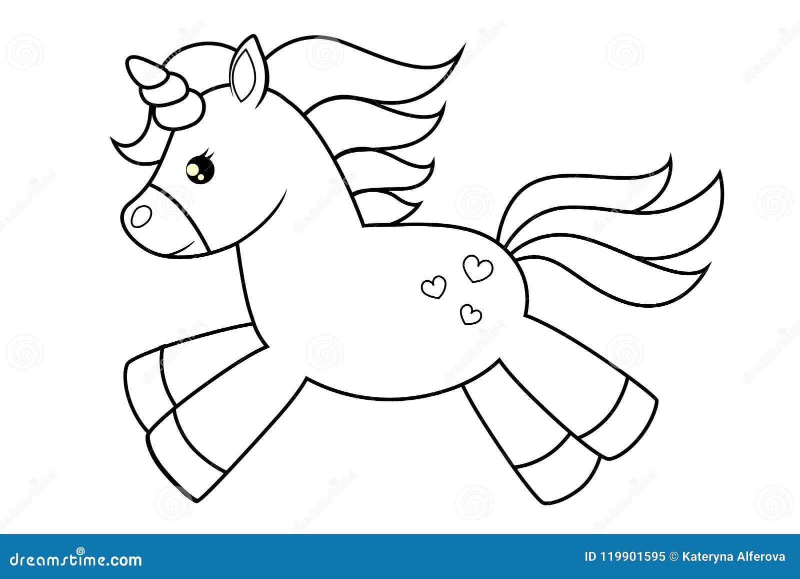 Cute Cartoon Unicorn. Black and White Vector Illustration for Coloring ... Cute Cartoon Unicorn. Black and White Vector Illustration for Coloring ...