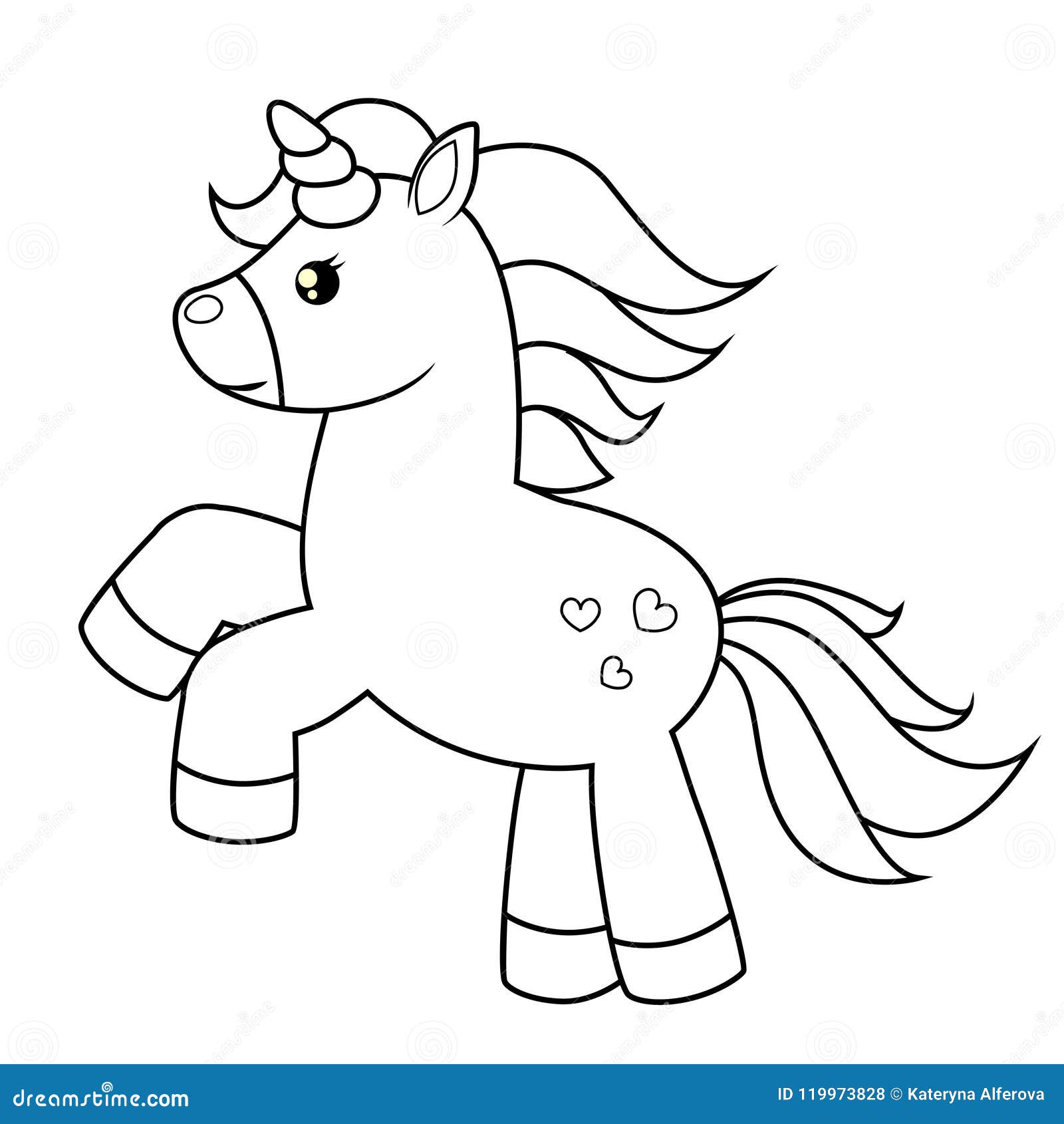 Cute Cartoon Unicorn. Black and White Vector Illustration for Coloring ... Cute Cartoon Unicorn. Black and White Vector Illustration for Coloring ...