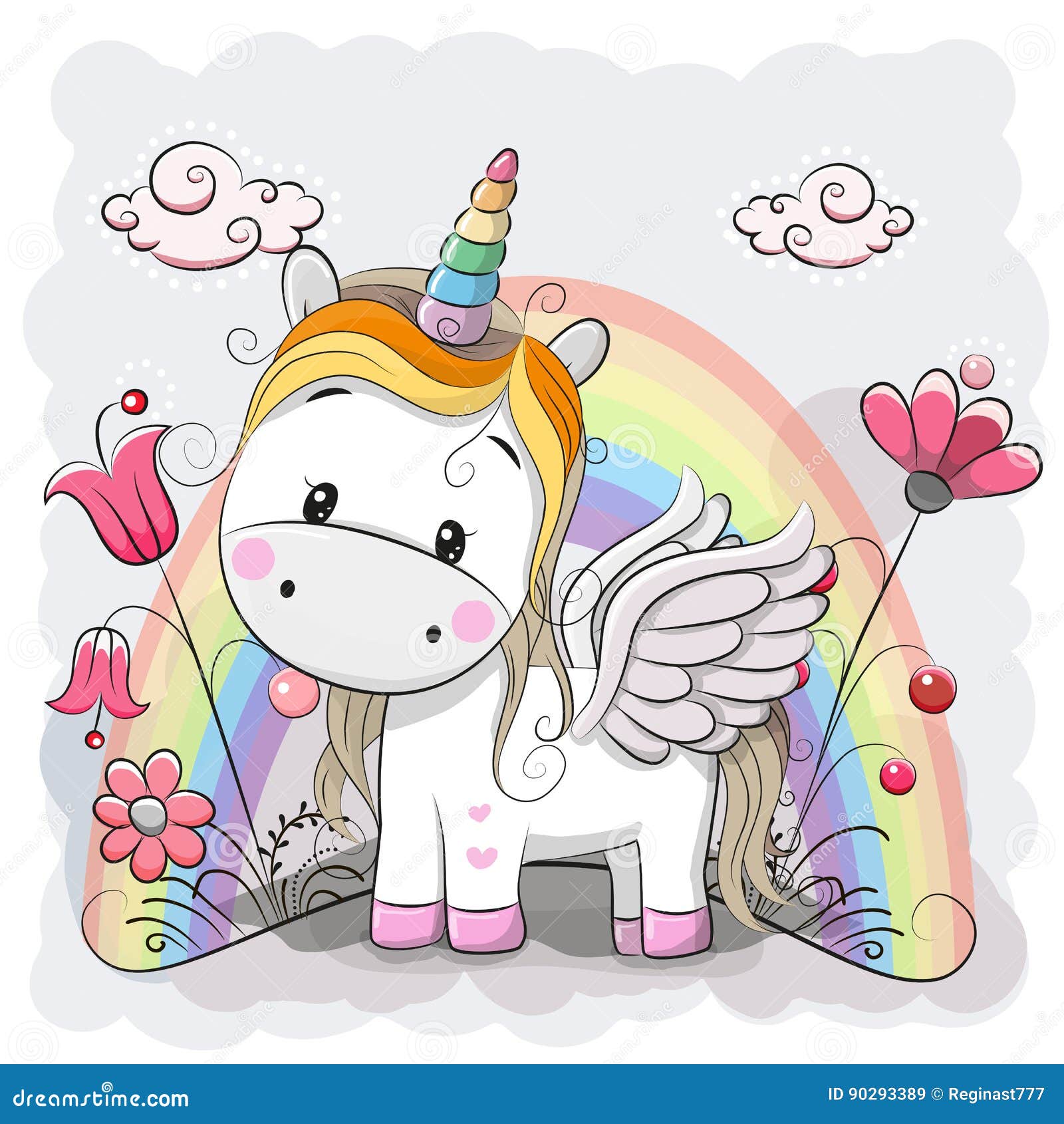 Cartoon Unicorn And A Rainbow Isolated On A White Background Vector ...