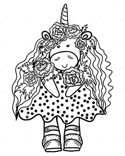 Cute Cartoon Unicorn Outlined for Coloring Book and Page Isolated Stock ... Cute Cartoon Unicorn Outlined for Coloring Book and Page Isolated Stock ...