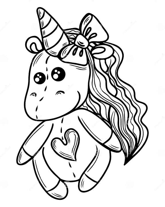Cute Cartoon Unicorn Outlined for Coloring Book and Page Isolated Stock ... Cute Cartoon Unicorn Outlined for Coloring Book and Page Isolated Stock ...
