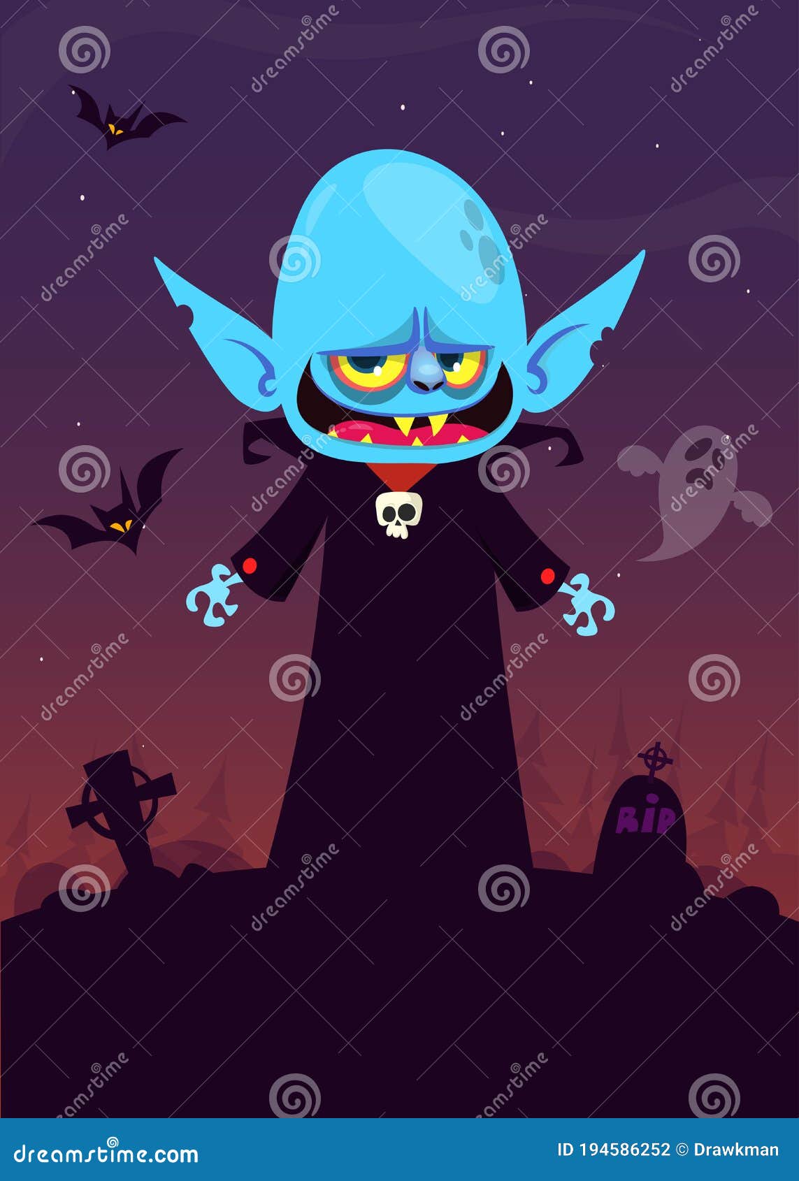 Cute Cartoon Vampire Smiling. Vector Illustration Isolated Stock Vector ...