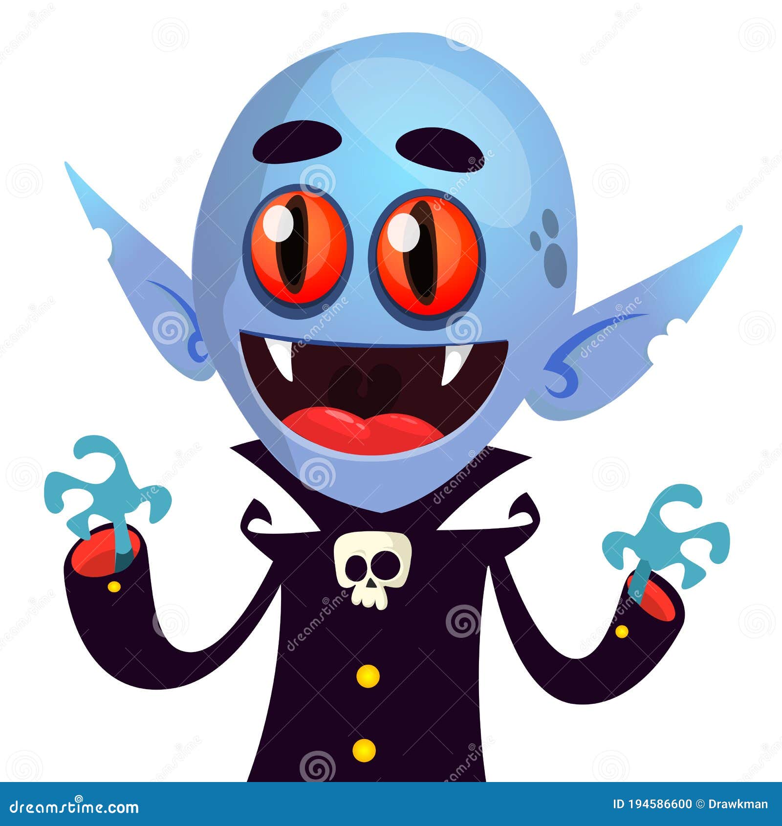 Cute Cartoon Vampire Smiling. Vector Illustration Isolated Stock Vector ...
