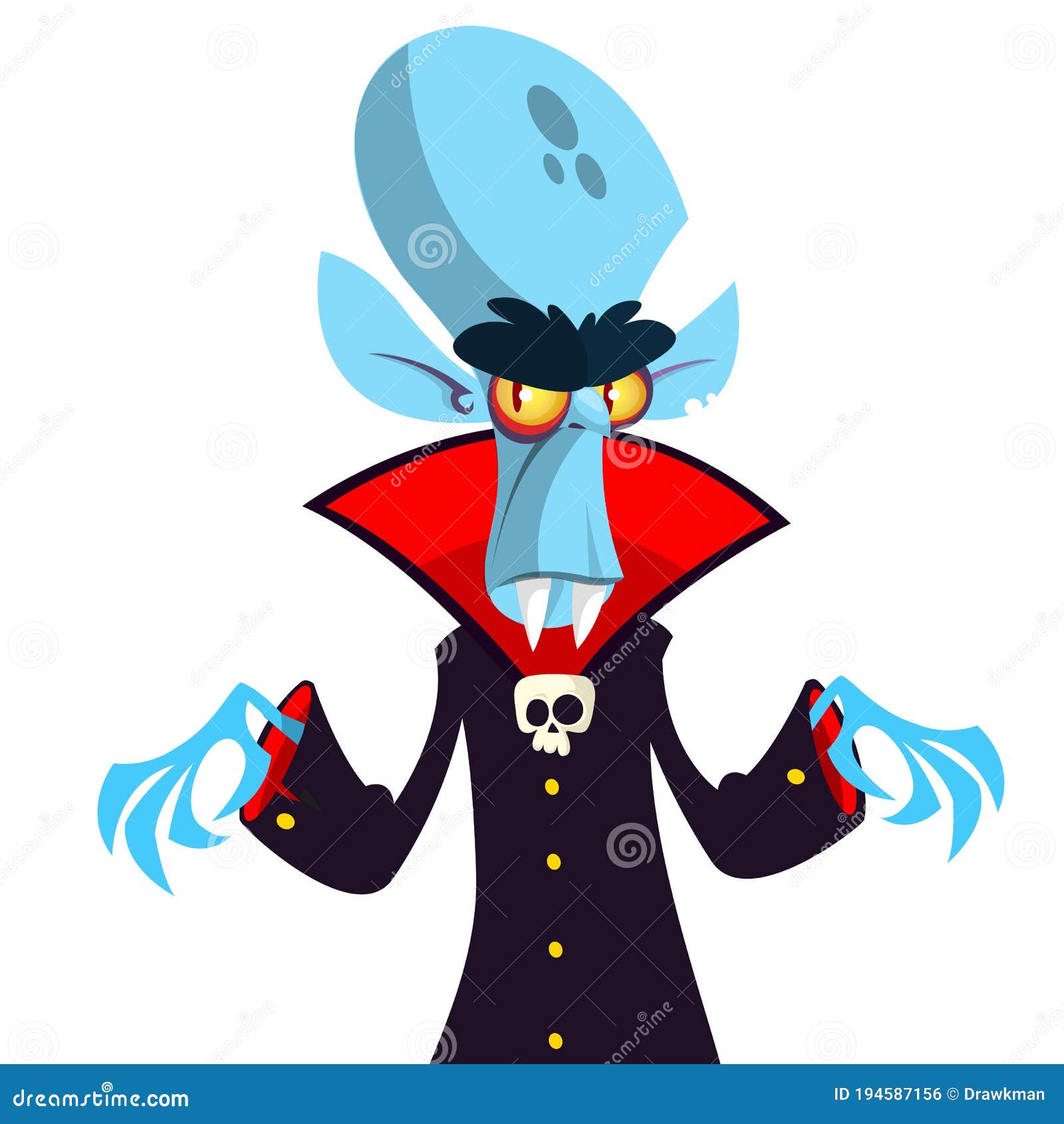 Cute Cartoon Vampire Smiling. Vector Illustration Isolated Stock Vector ...