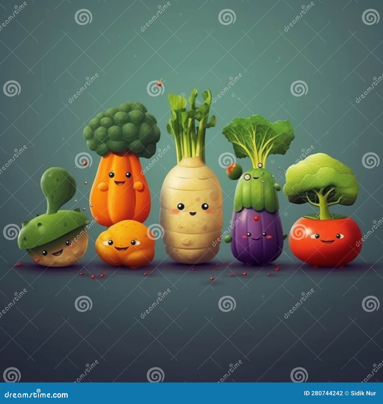 Cute Cartoon Various Vegetables Stock Illustration - Illustration of ...