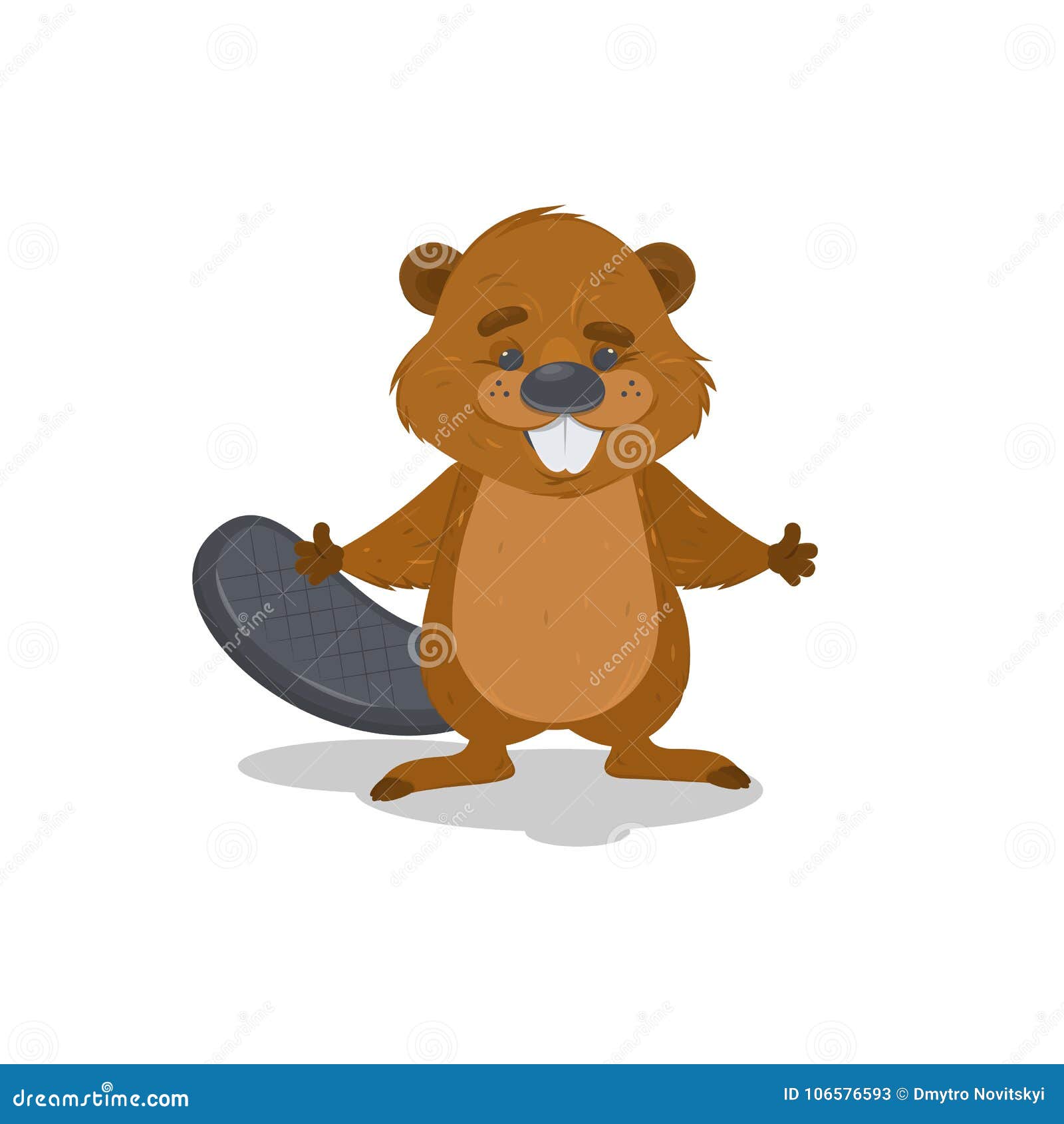 Cute Cartoon Vector Beaver Waving with His Hands. Stock Vector ...