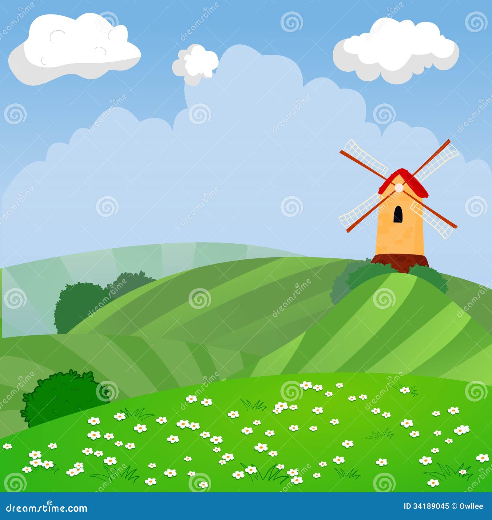 Cute Cartoon Vector Farm Landscape Stock Vector - Illustration of ...