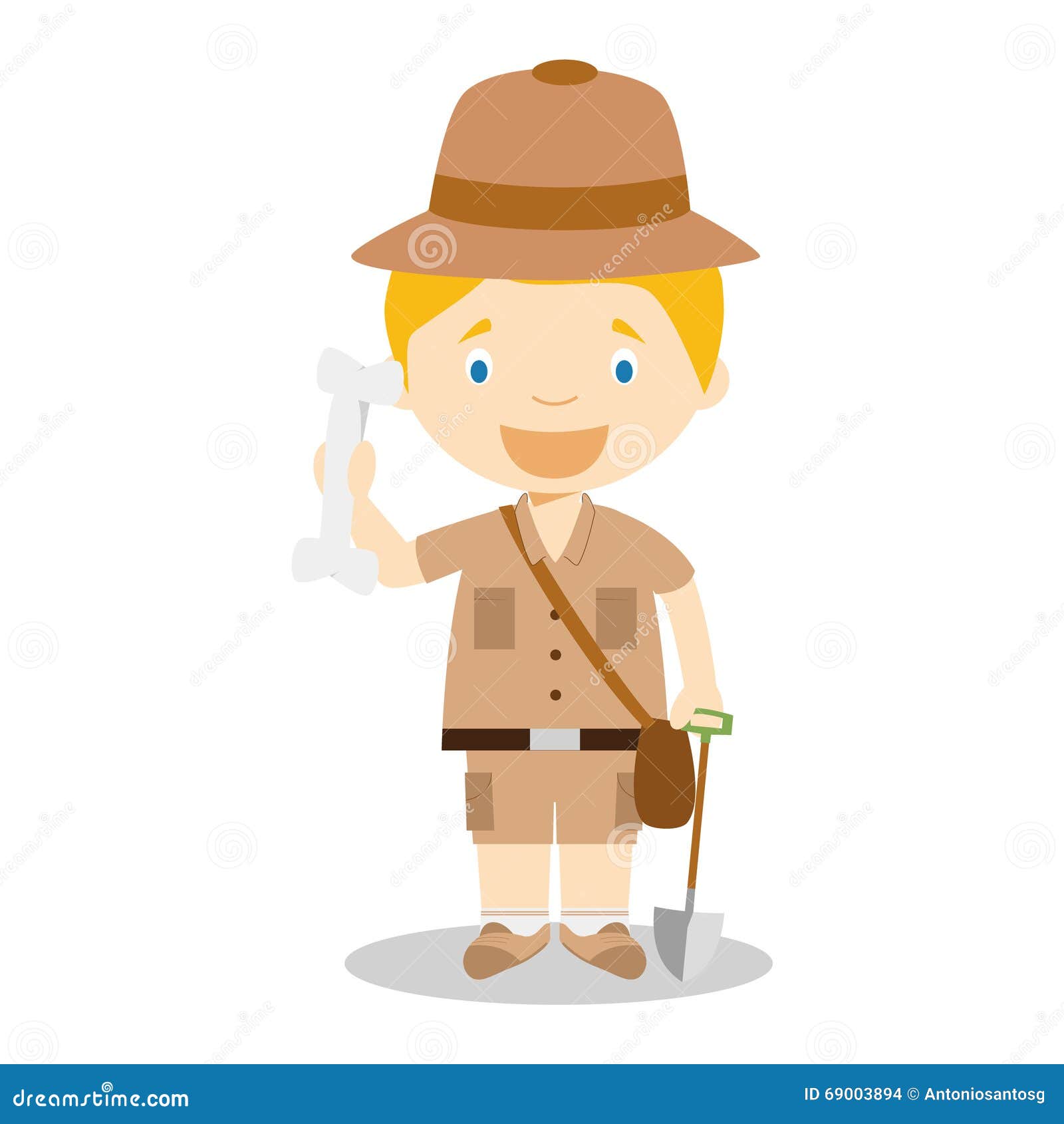 Cute Cartoon Vector Illustration of an Archaeologist Stock Vector ...