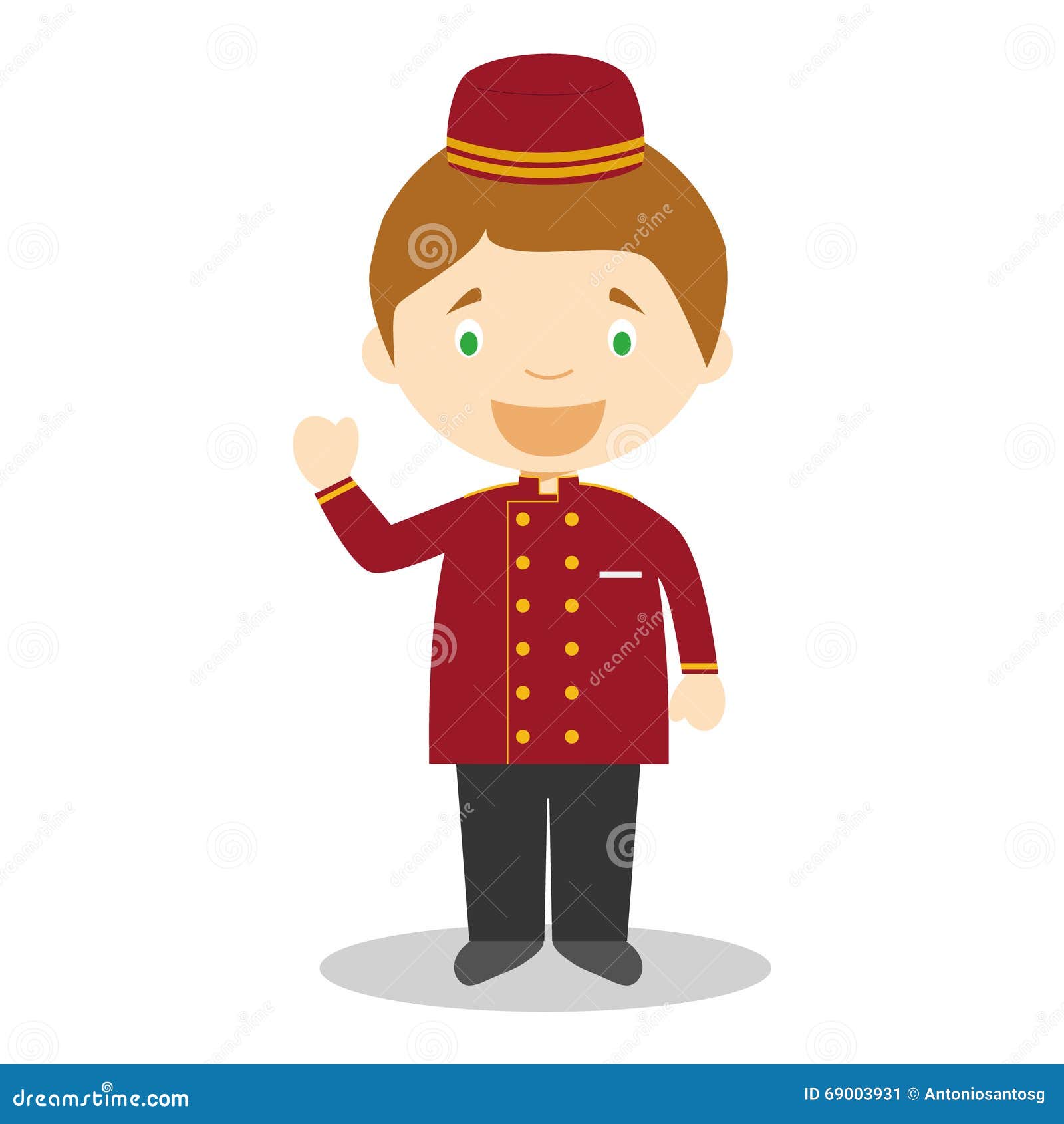 Vector Bellboy With Luggage Trolley In Hotel Hall | CartoonDealer.com ...