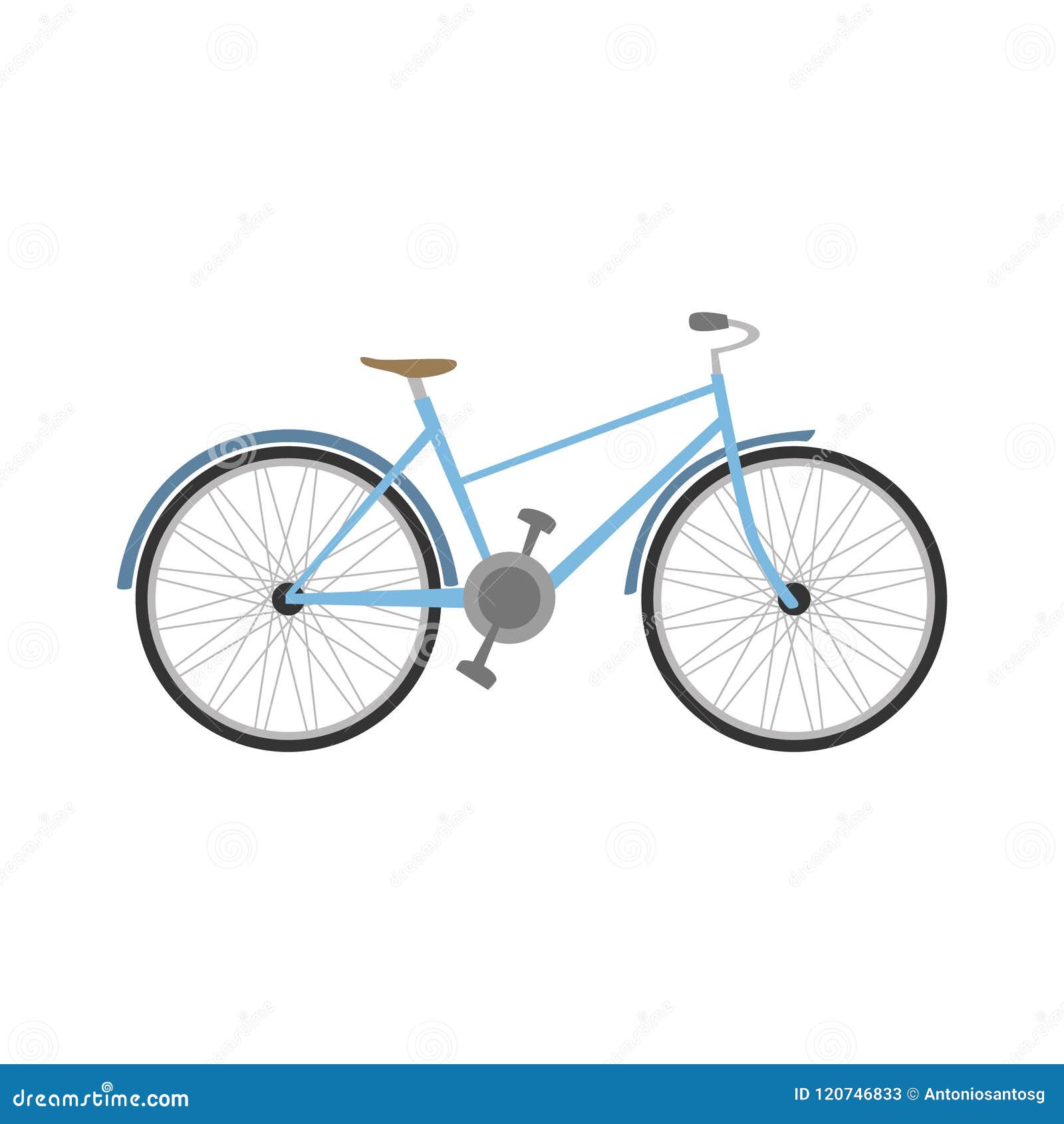 Cute Cartoon Vector Illustration of a Blue Bicycle Stock Vector ...