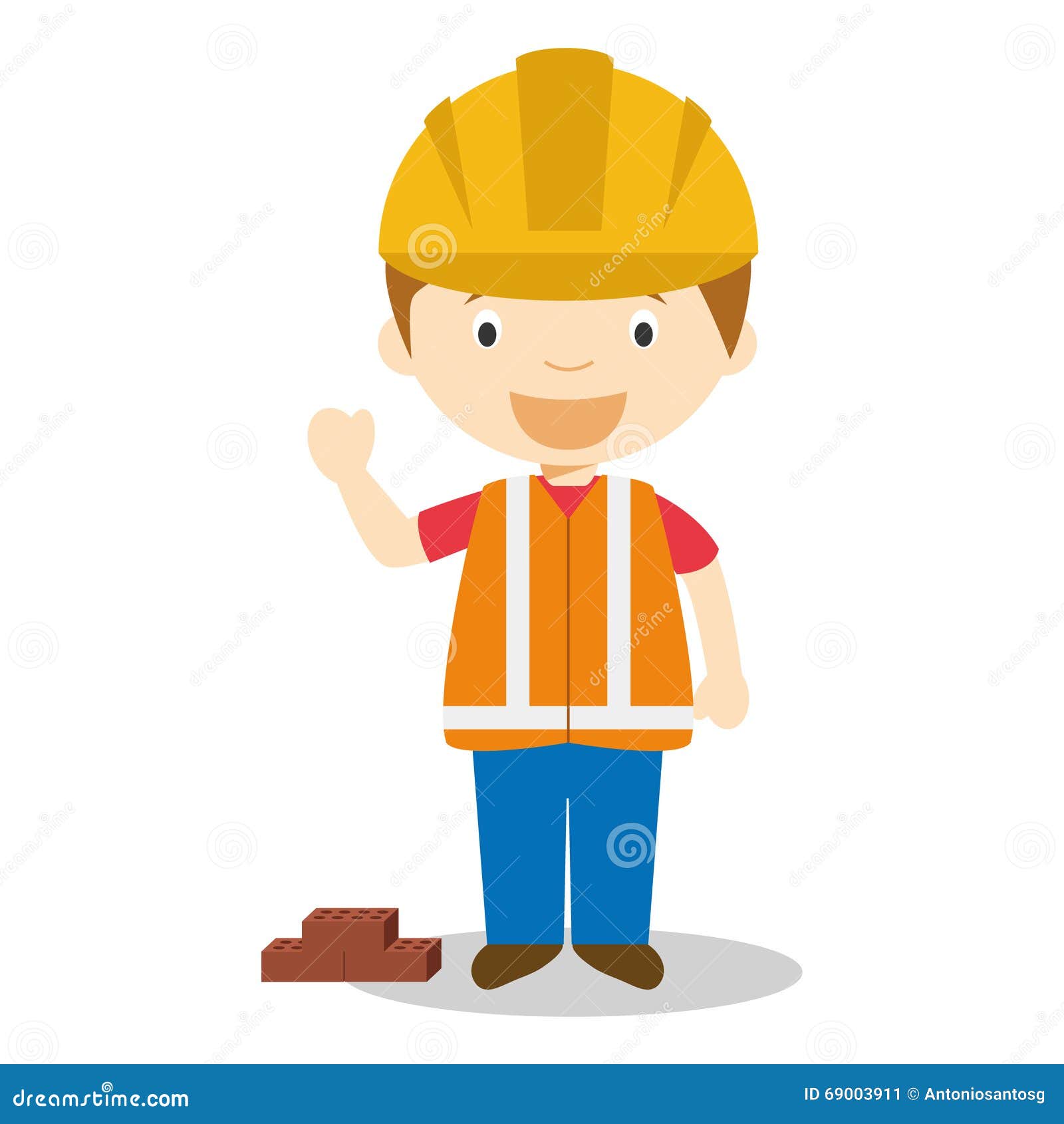 Cute Cartoon Vector Illustration of a Builder Stock Vector ...