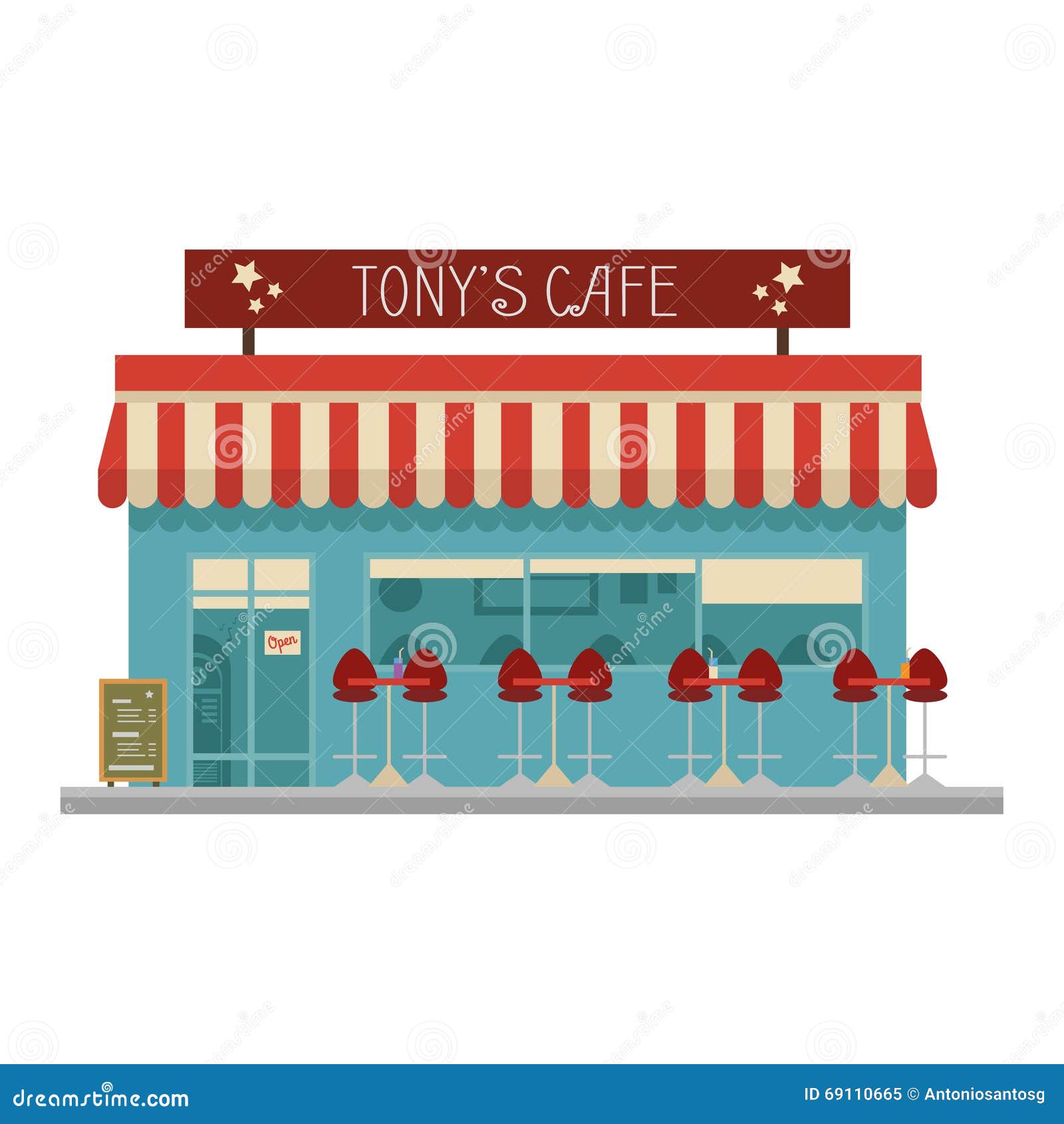 Cute Cartoon Vector Illustration of a Cafe Stock Vector - Illustration ...