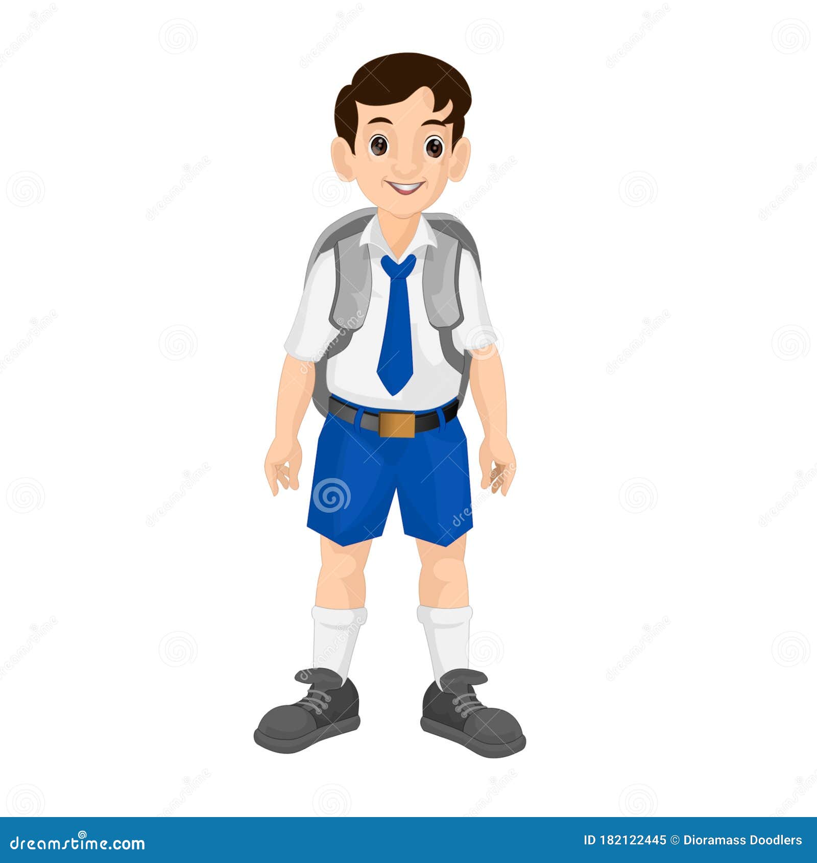 Cute Cartoon Vector Illustration of a Cute Elementary School Boy. Stock ...