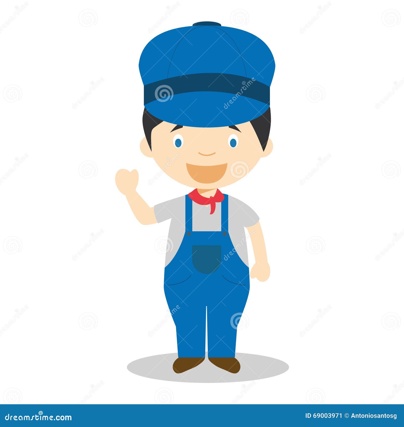 Cute Cartoon Vector Illustration of an Engine Driver Stock Vector ...