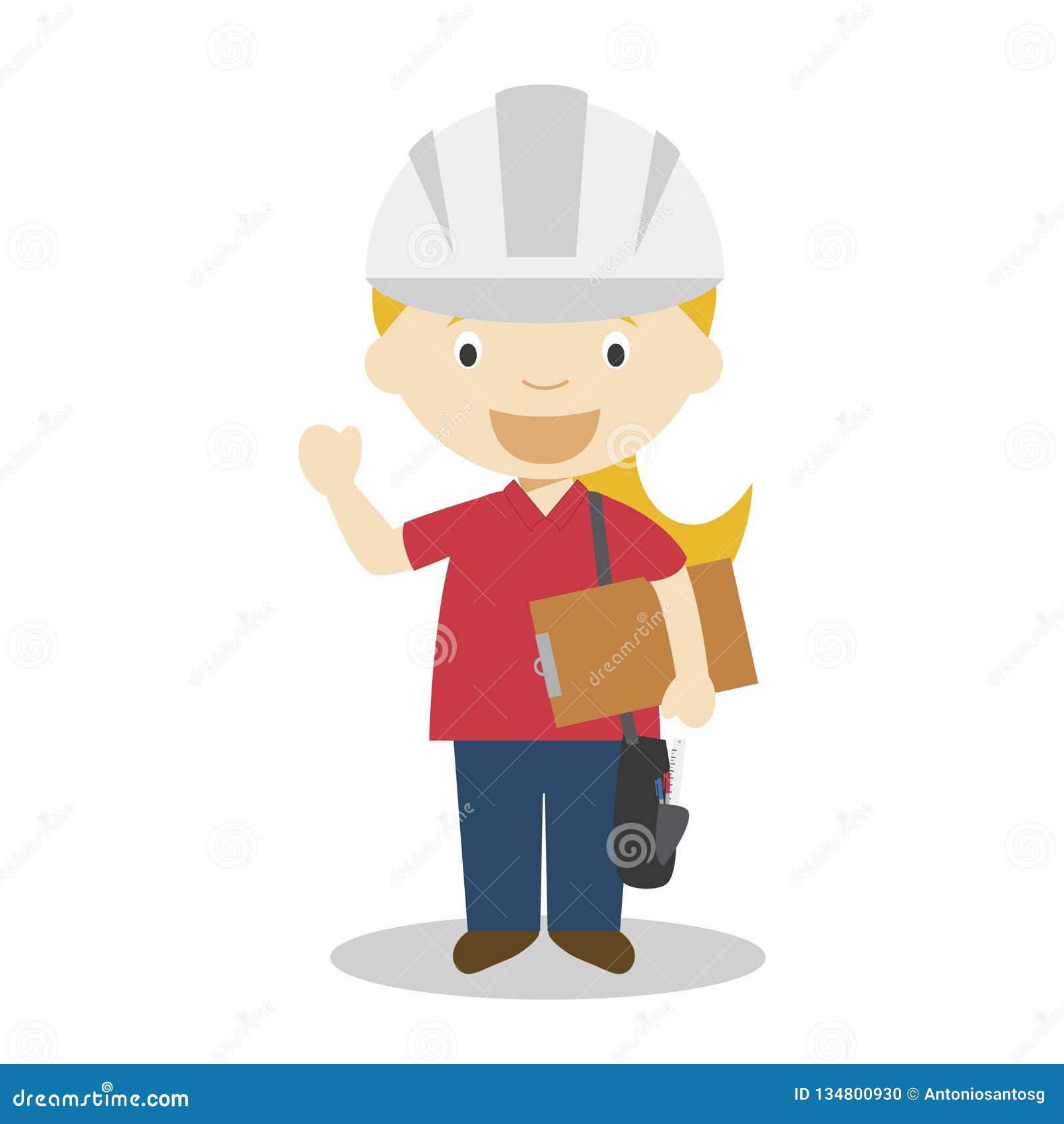 Cute Cartoon Vector Illustration of an Engineer. Women Professions ...