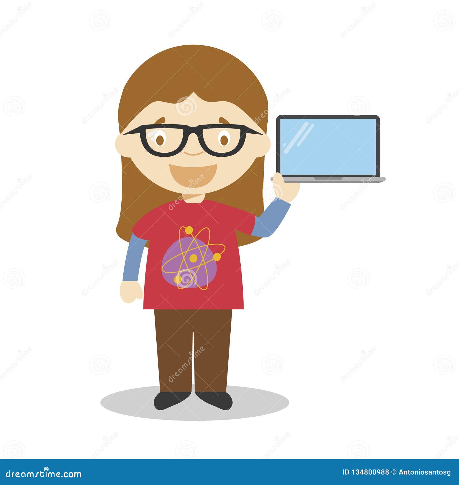 Cute Cartoon Vector Illustration of a Programmer. Women Professions ...