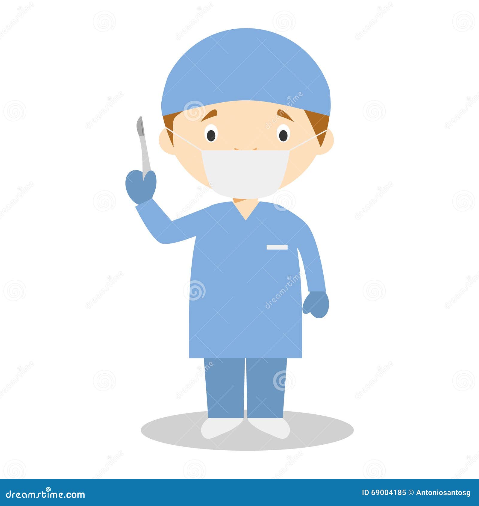 Cartoon Surgeon With Scalpel Vector Illustration