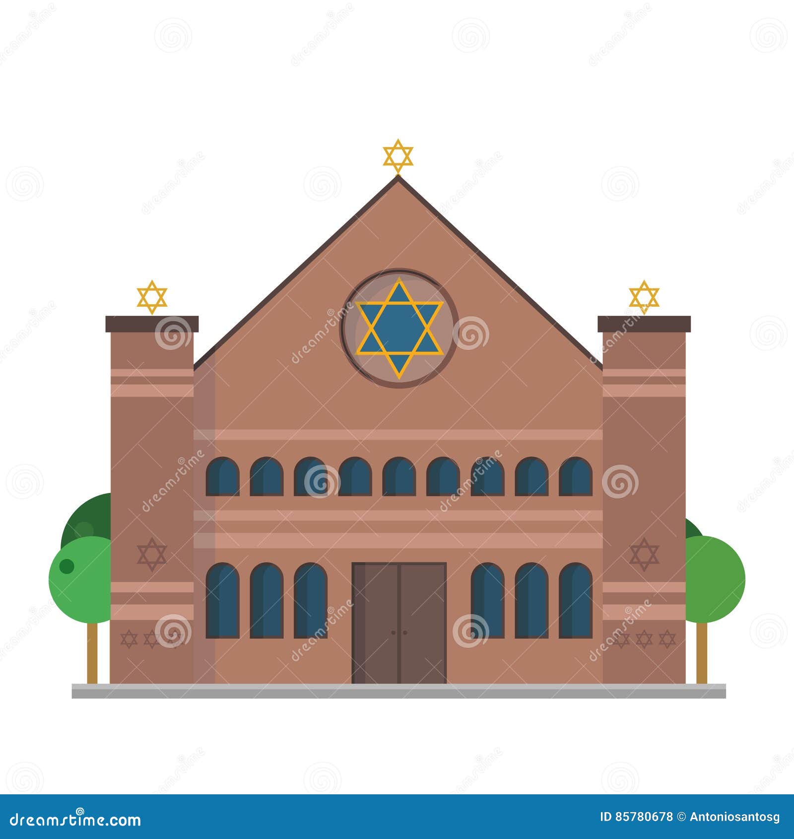 Cute Cartoon Vector Illustration of a Synagogue Stock Vector ...