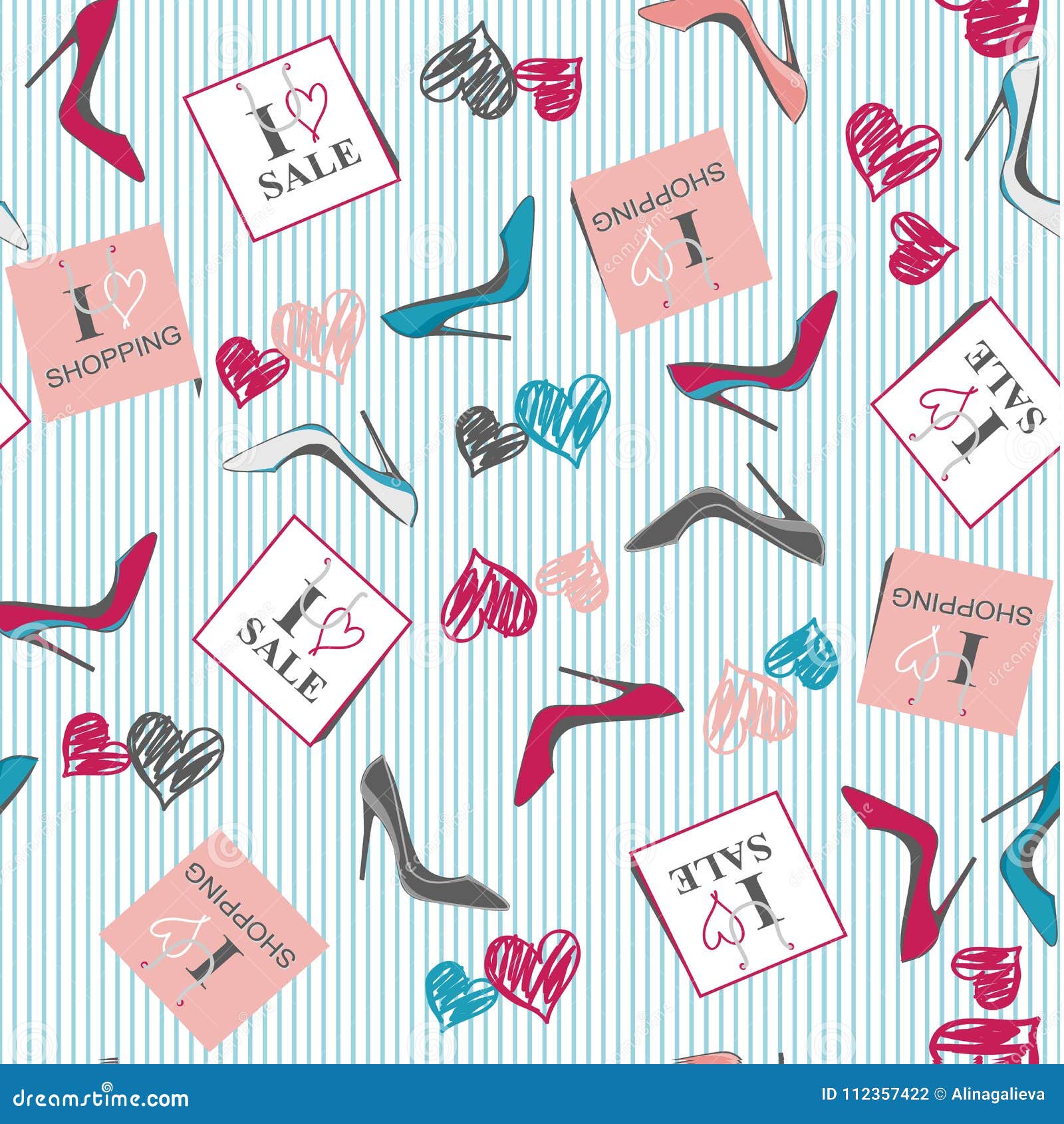 Vector Pattern with Shopping Items Stock Vector - Illustration of heels ...