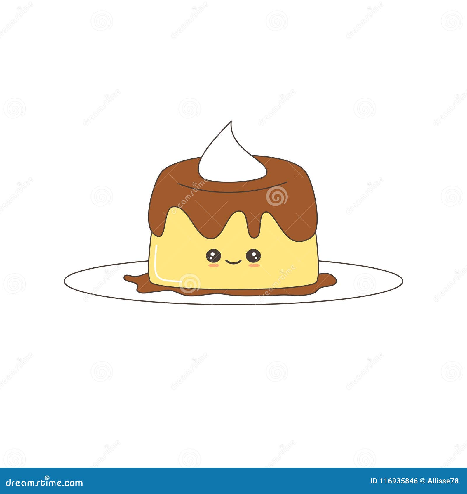 Cartoon Pudding Holding A Wooden Spoon On The Plate. Stock Photo ...