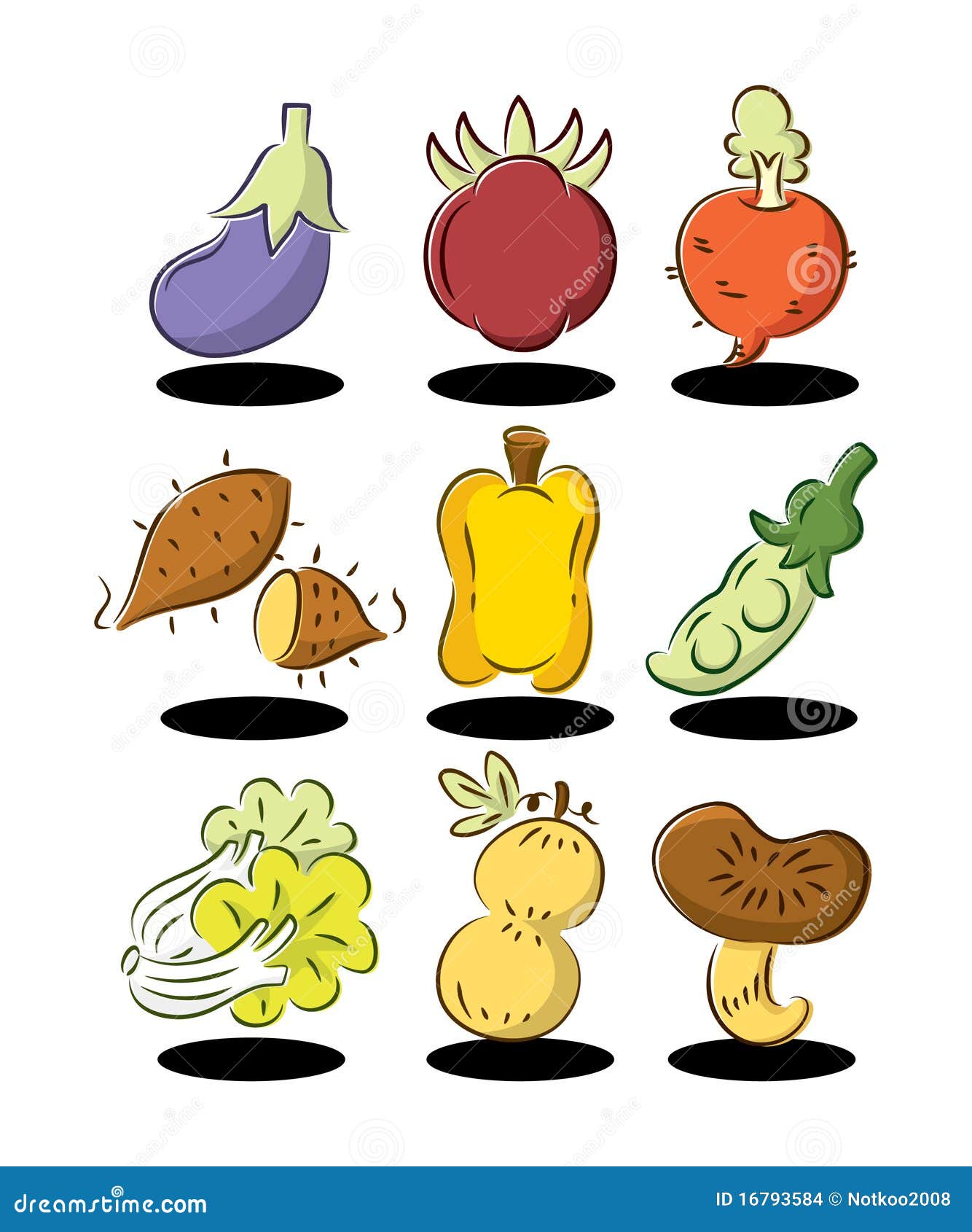 Cute Cartoon Vegetables Element Stock Vector - Illustration of cook ...