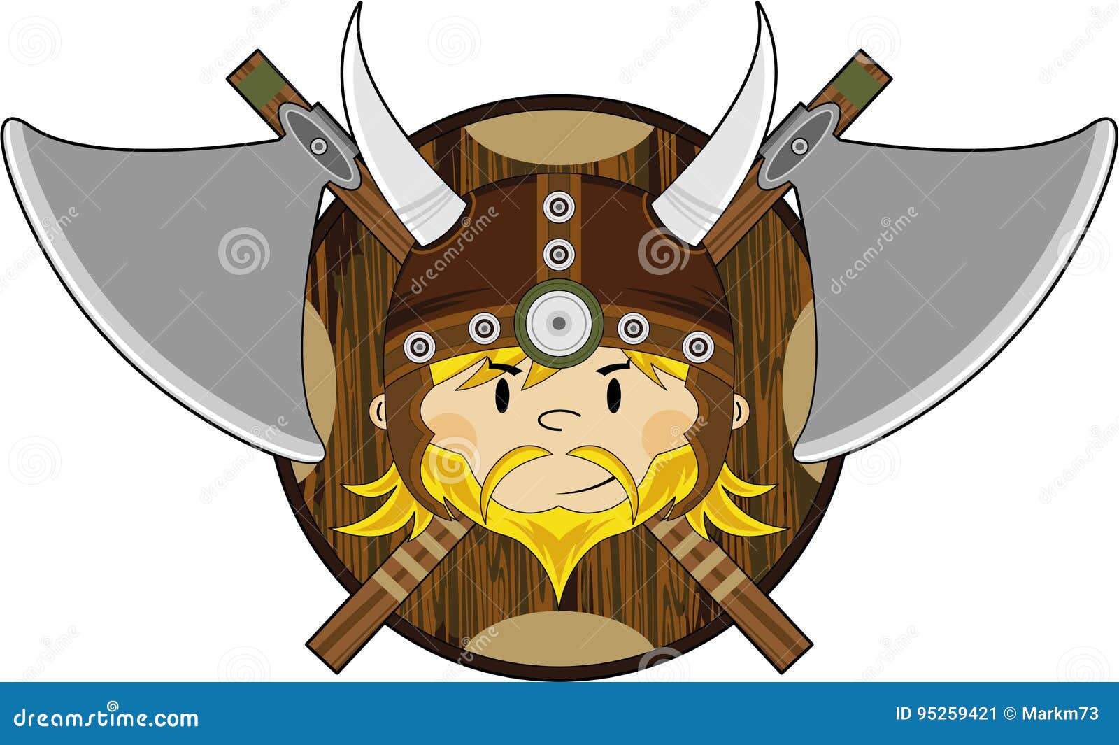 Cute Cartoon Viking Warrior Stock Vector - Illustration of cute, horned ...