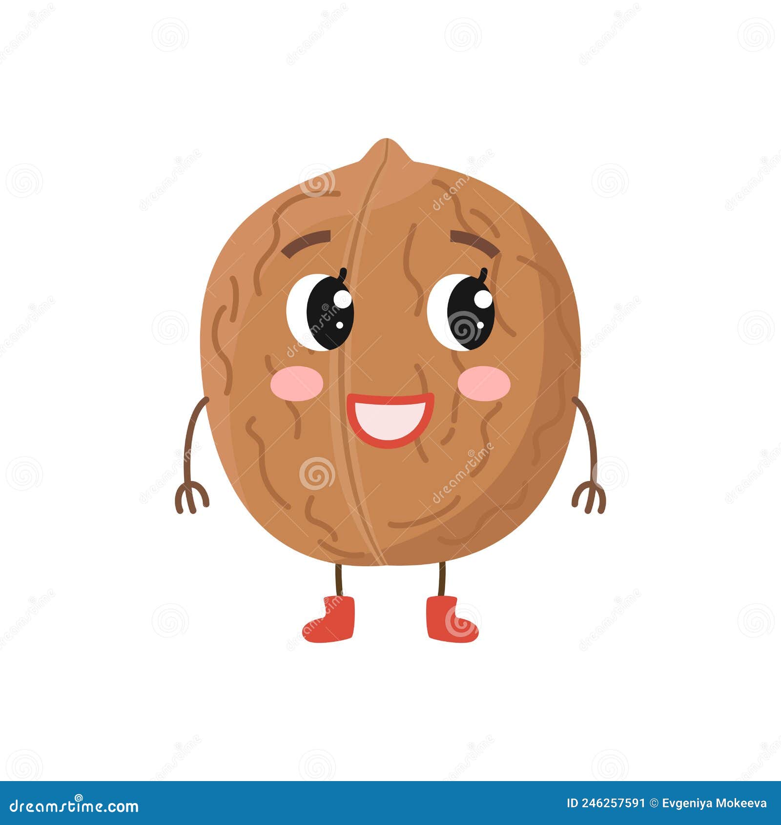 Cute Cartoon Walnut on White Background Stock Vector - Illustration of ...