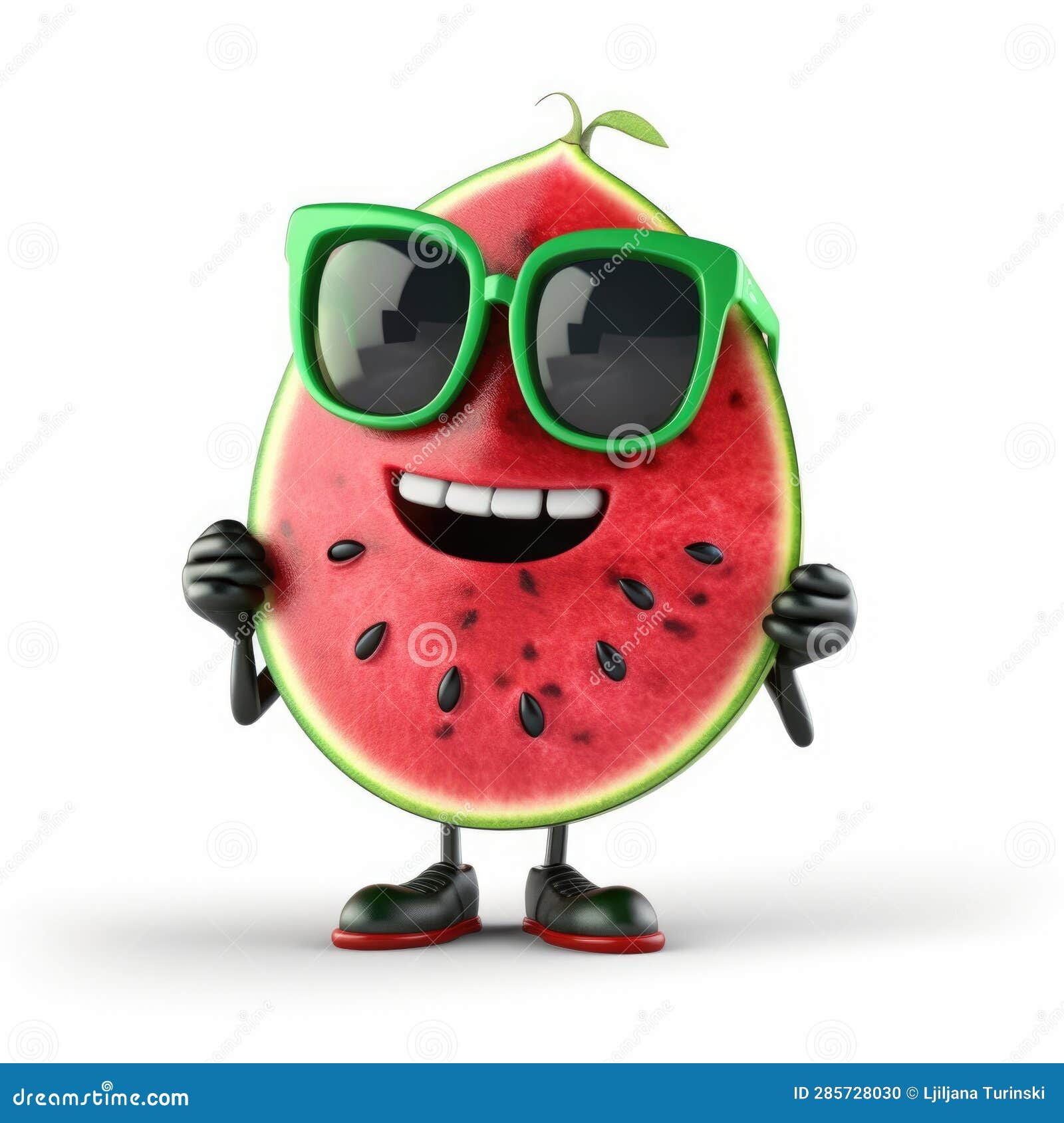 Cute Cartoon Watermelon Character, Animated with a Face Stock ...