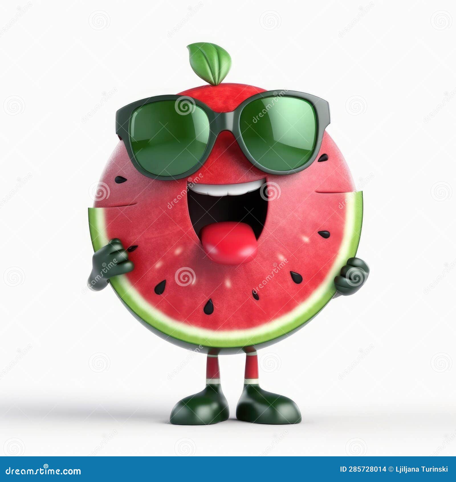 Cute Cartoon Watermelon Character, Animated with a Face Stock ...