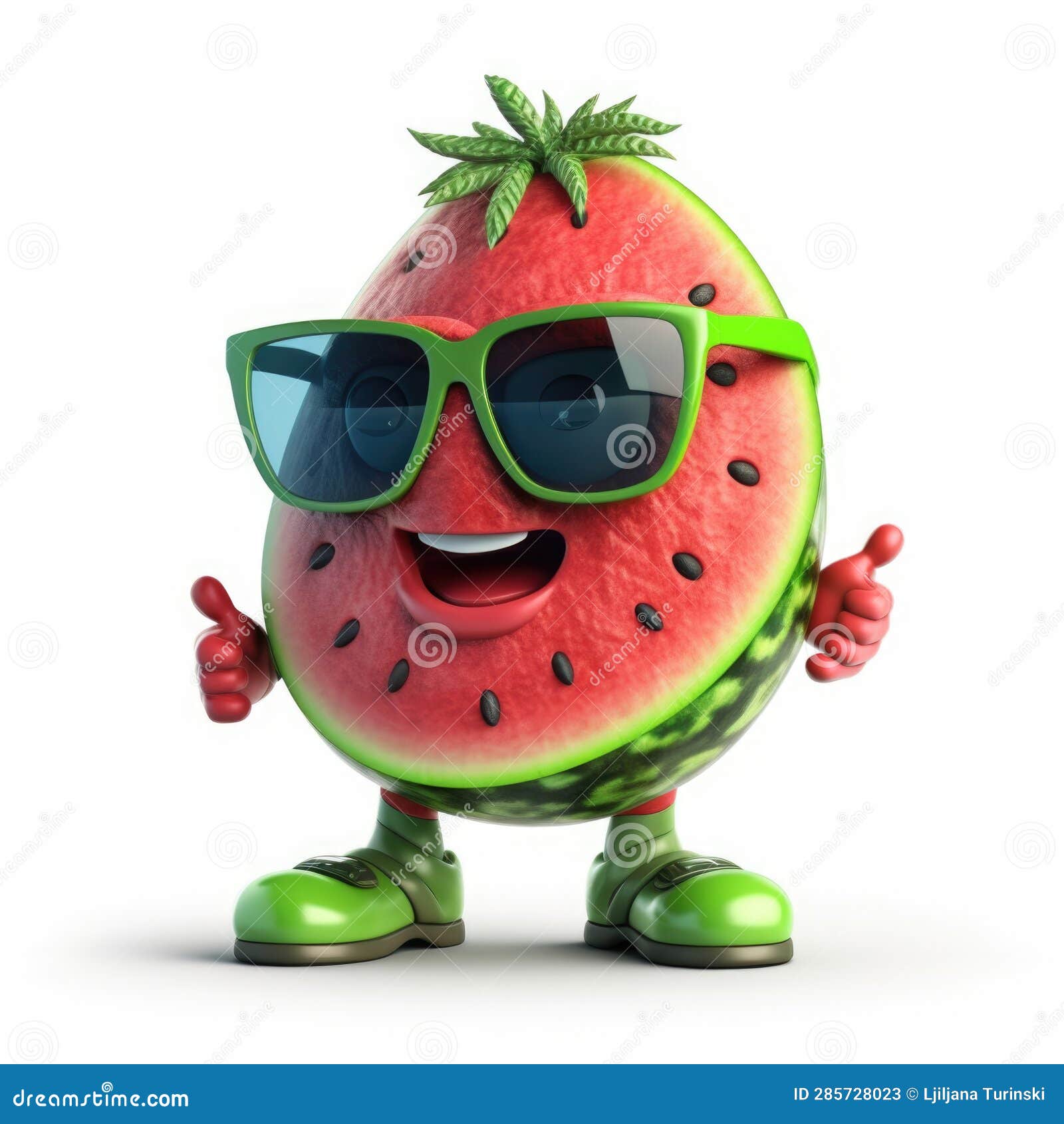 Cute Cartoon Watermelon Character, Animated with a Face Stock ...