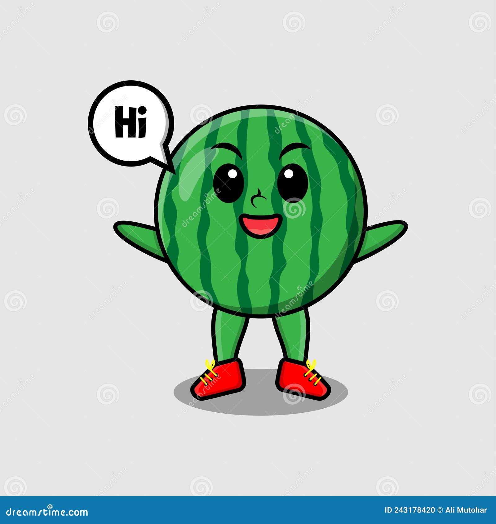 Cute Cartoon Watermelon with Happy Expression Stock Vector ...
