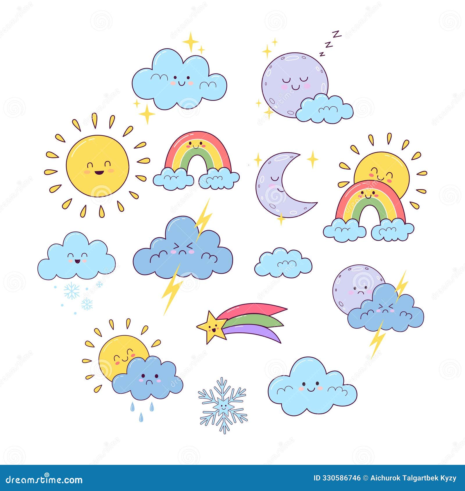 Cute Cartoon Weather Elements Illustration Set Stock Vector ... Cute Cartoon Weather Elements Illustration Set Stock Vector ...