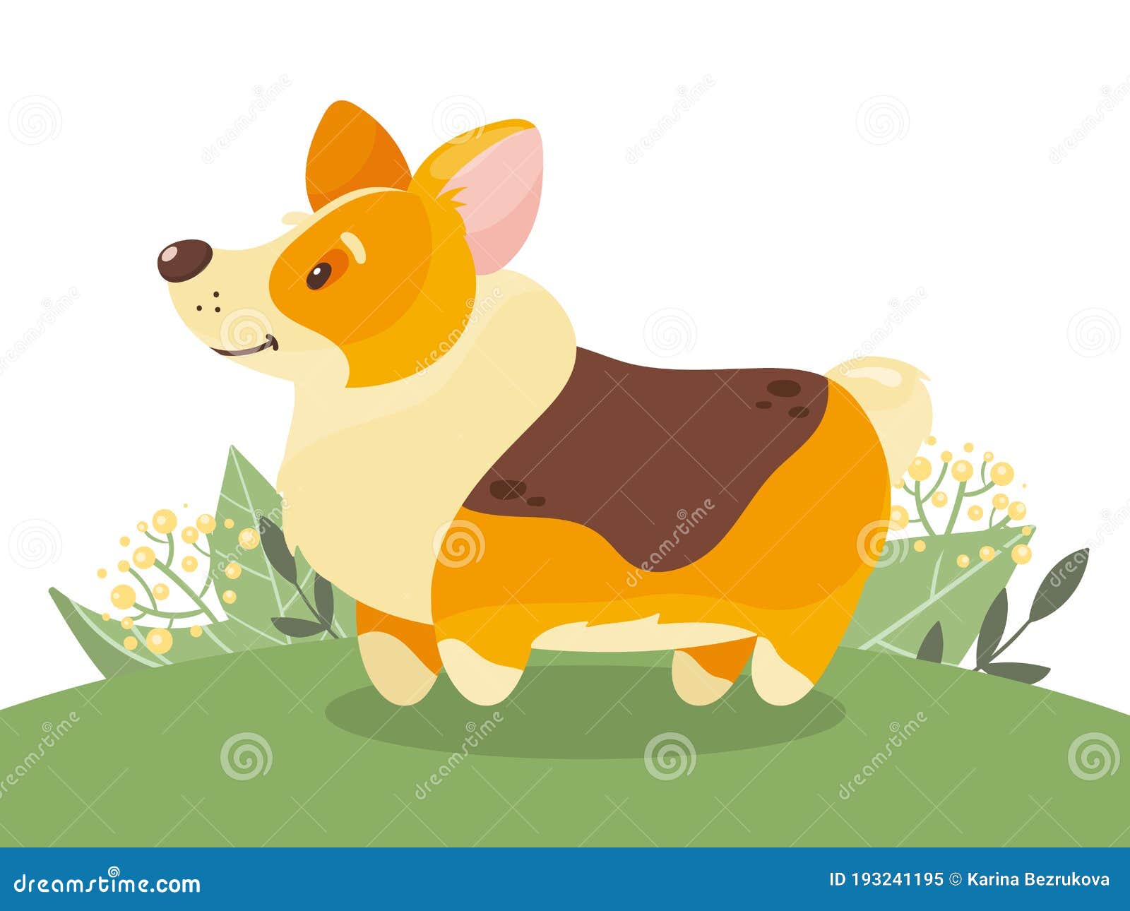 Cartoon Welsh Corgi Dog Diving In The Ocean Vector Illustration ...
