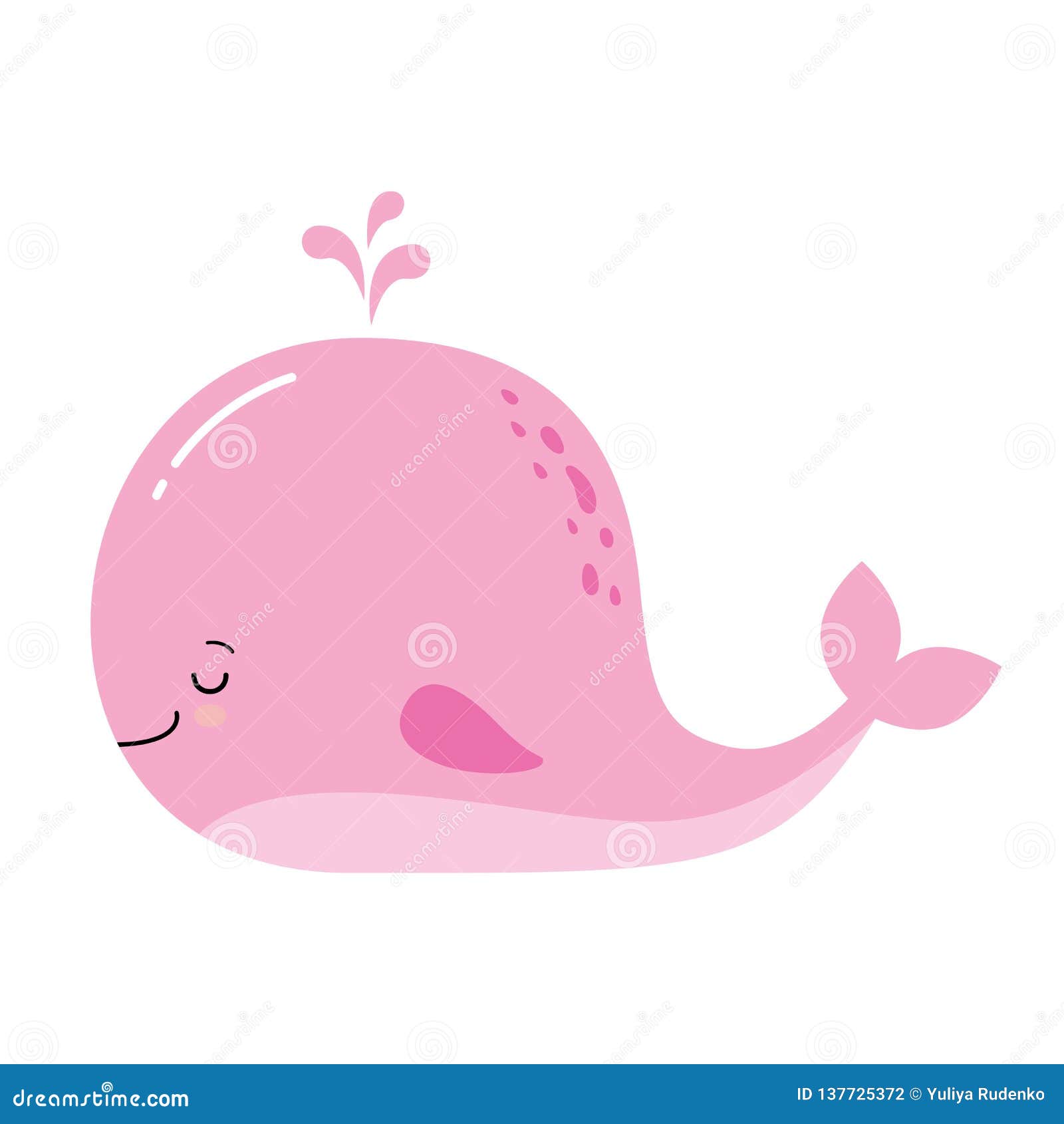 Cute Cartoon Whale. Adorable Little Pink Whale Vector Illustration ... Cute Cartoon Whale. Adorable Little Pink Whale Vector Illustration ...