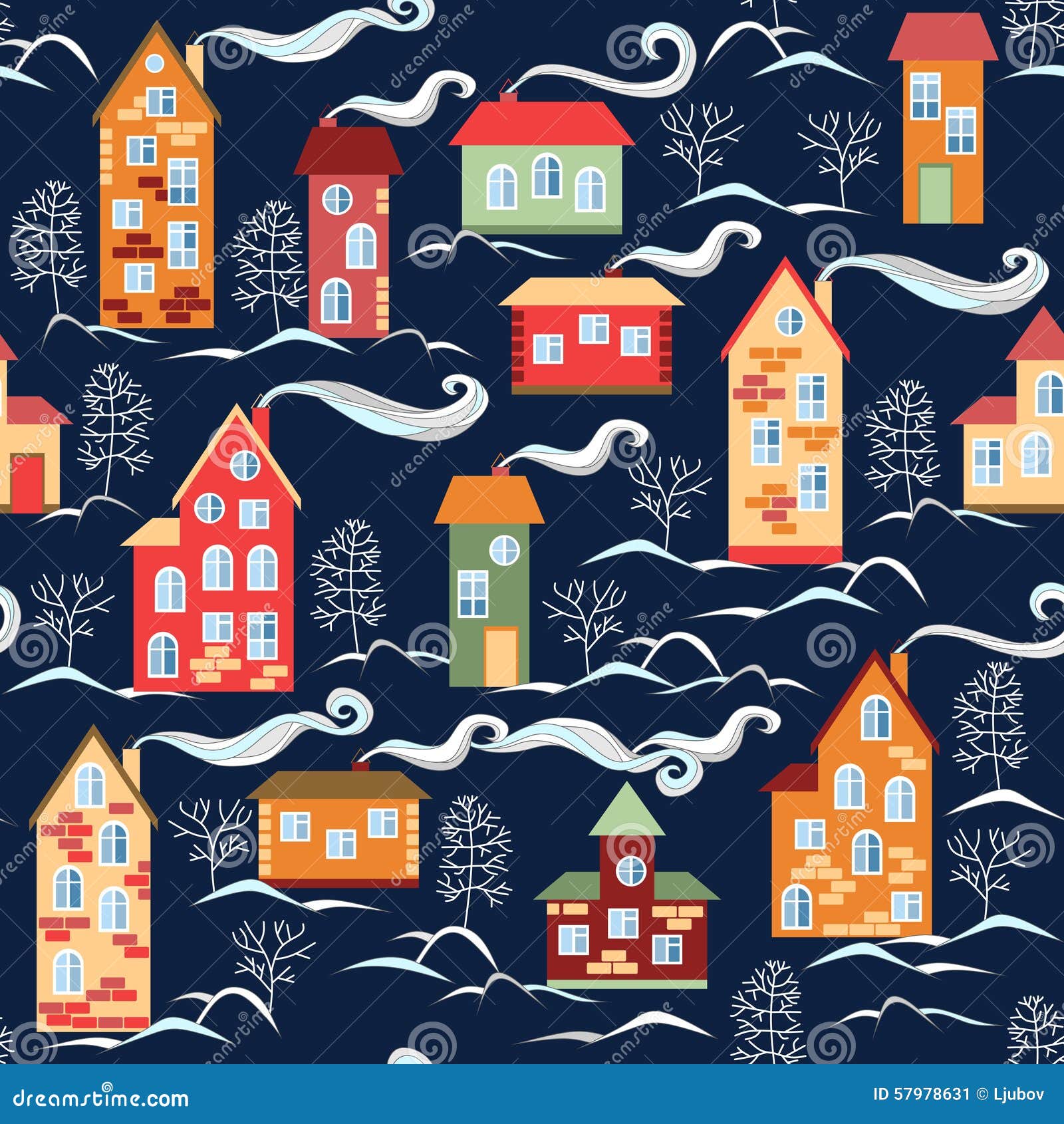 Cute Cartoon Winter City Map Stock Vector - Illustration of country ...