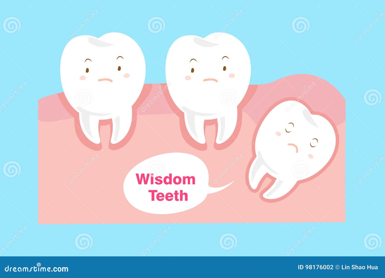 Cute cartoon wisdom teeth stock vector. Illustration of cute - 98176002