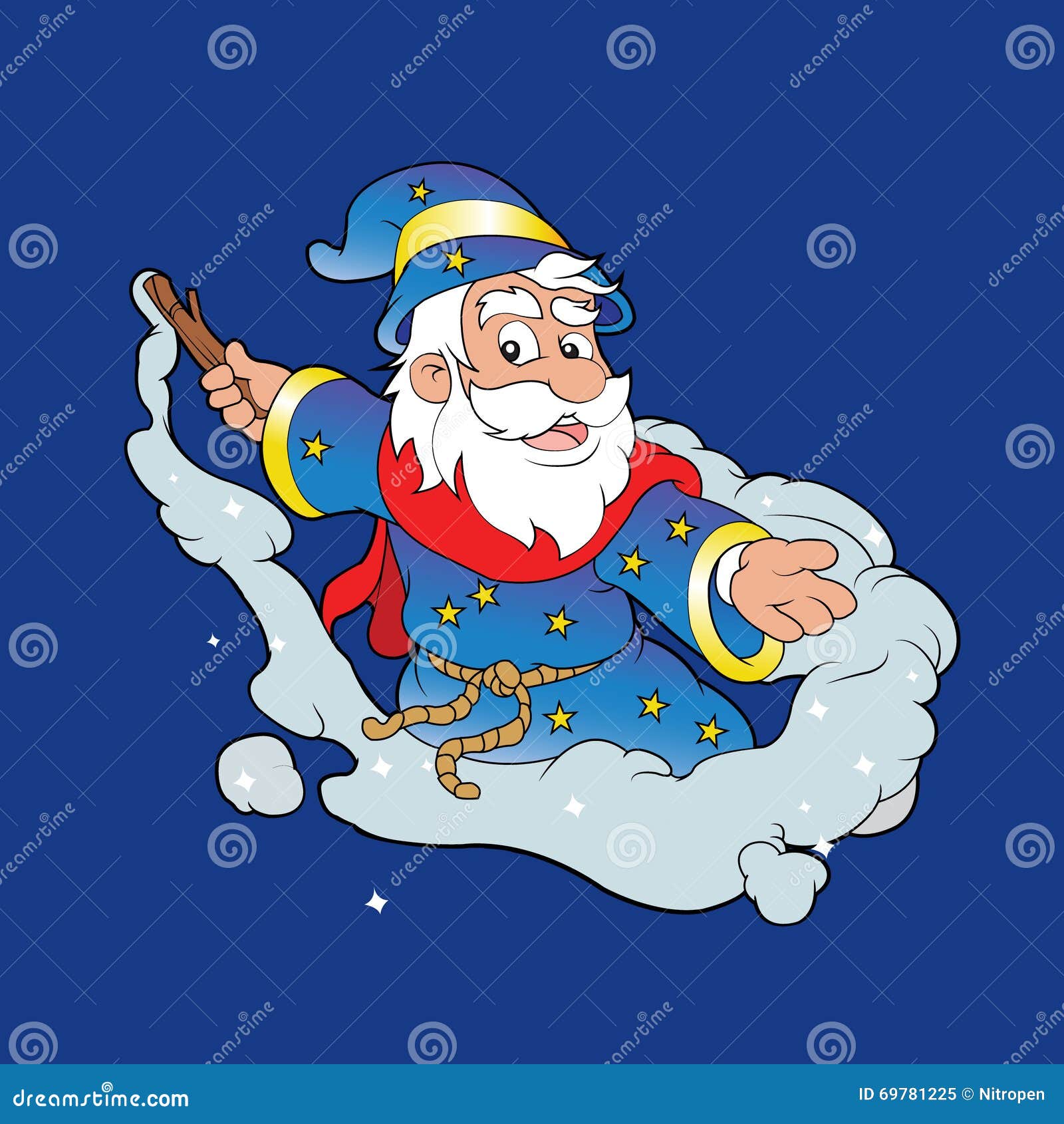Cute Cartoon Wizard stock vector. Illustration of magic - 69781225