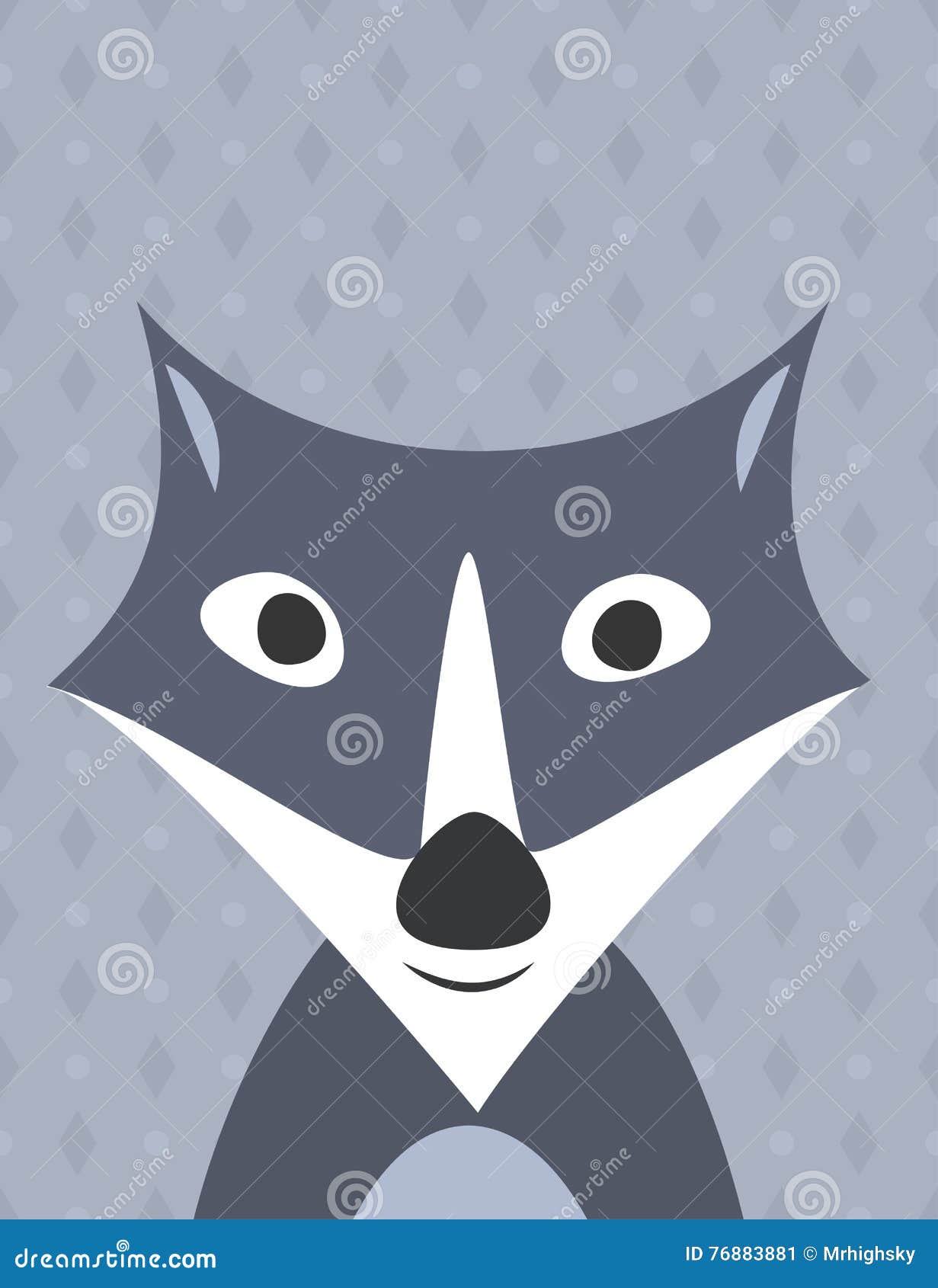 Cute cartoon wolf portrait stock vector. Illustration of funny - 76883881