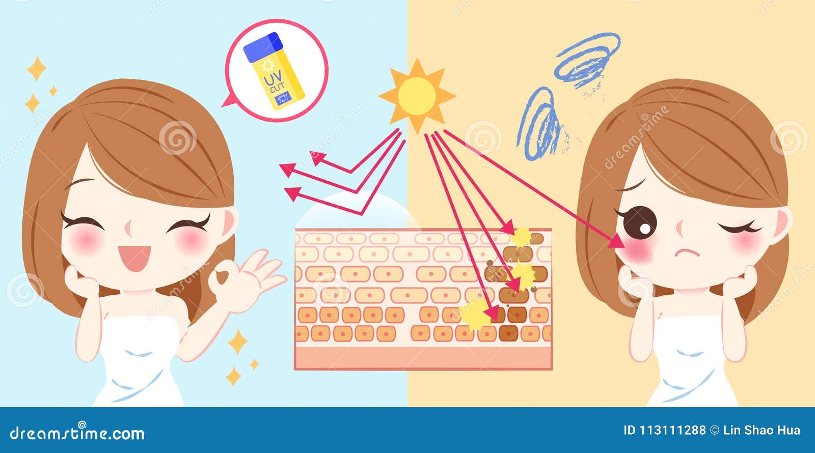 Cartoon Woman with Sunscreen Stock Illustration - Illustration of sunny ...